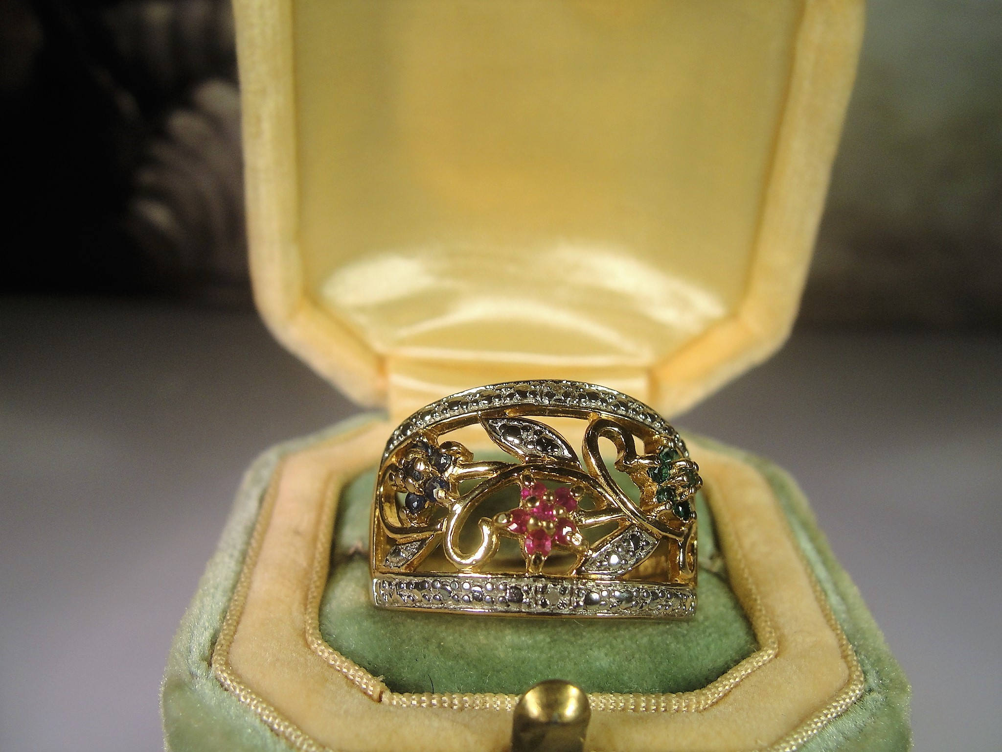 Ross Simons Cigar Ring, Blue Sapphire Red Ruby Green Emerald Cigar Ring ...