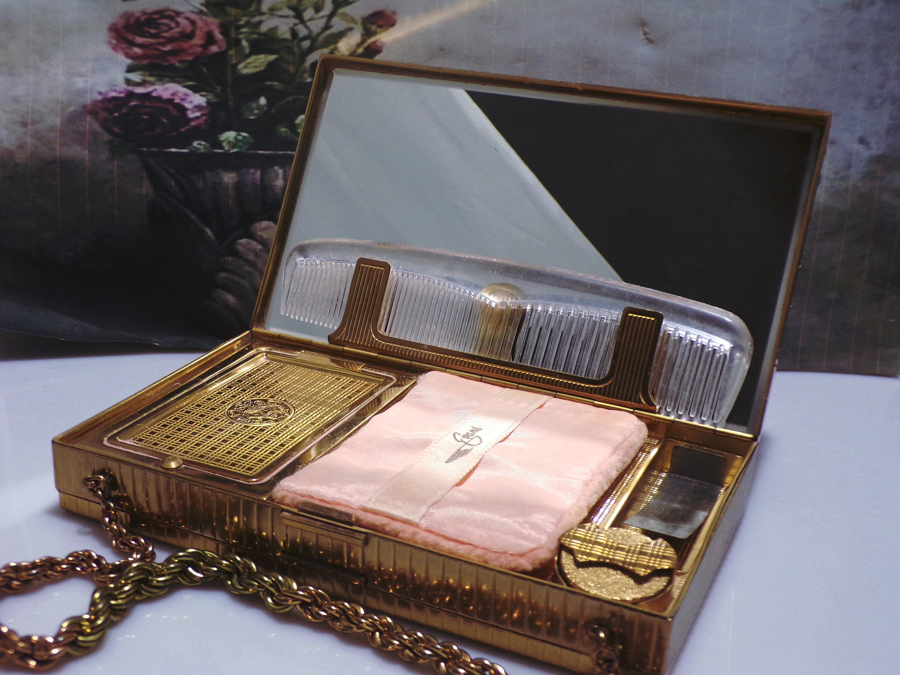 EVANS Snowflake Rhinestone Dance Compact Purse, 1950’s Dance Purse ...