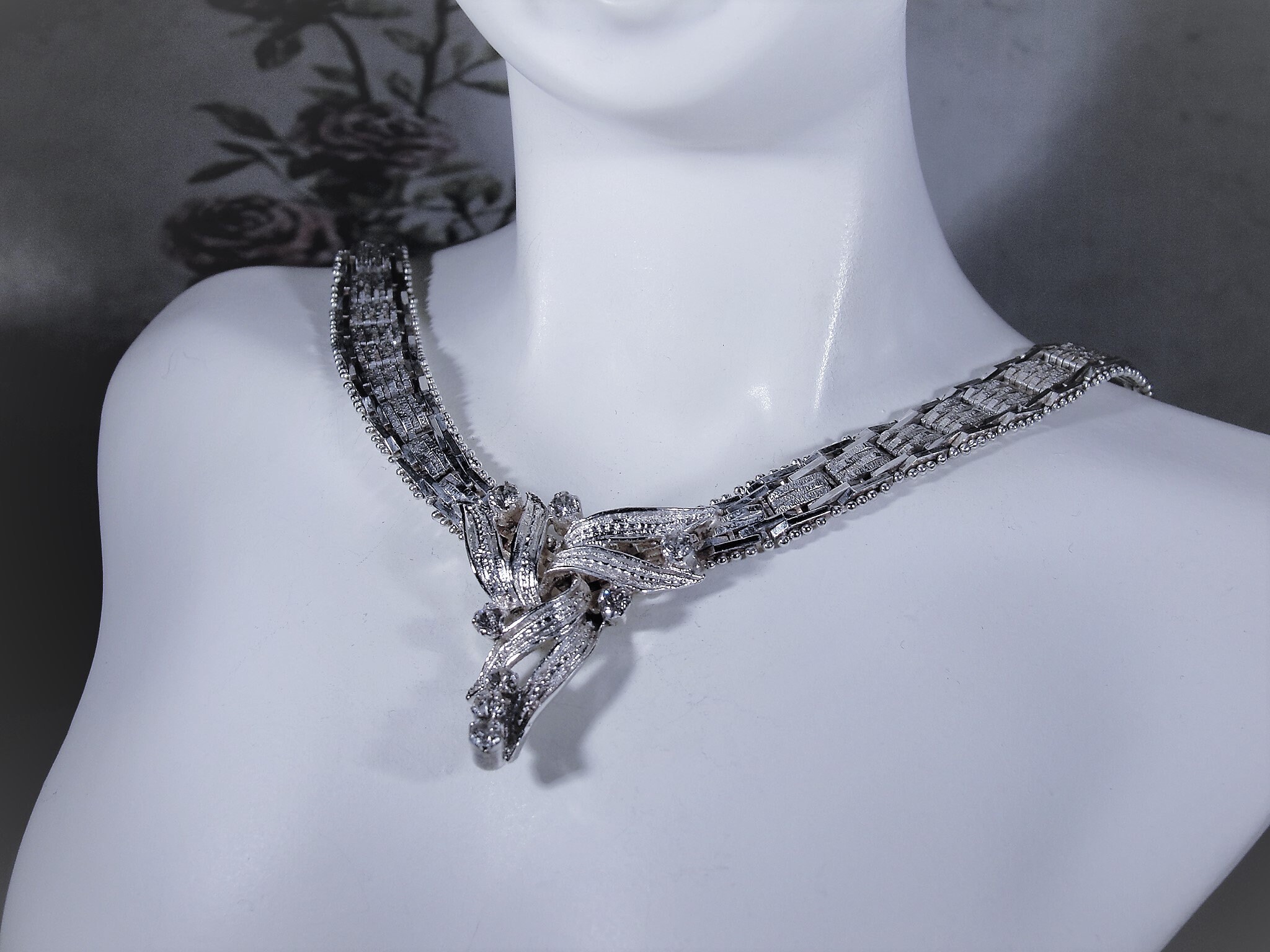 Italian Necklace, Vintage Italian Riccio Chevron Sterling Silver ...