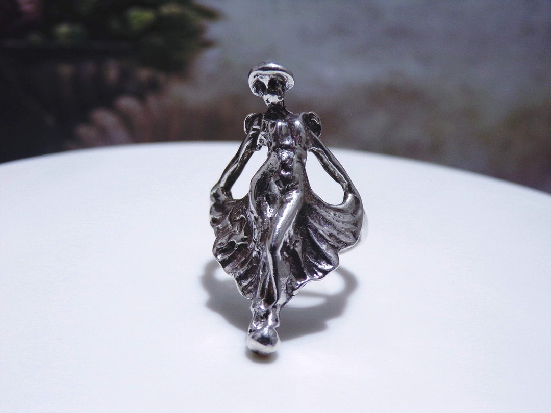 Art Nouveau Ring - Figural Ring - Unique Sterling Silver Ring - Art ...