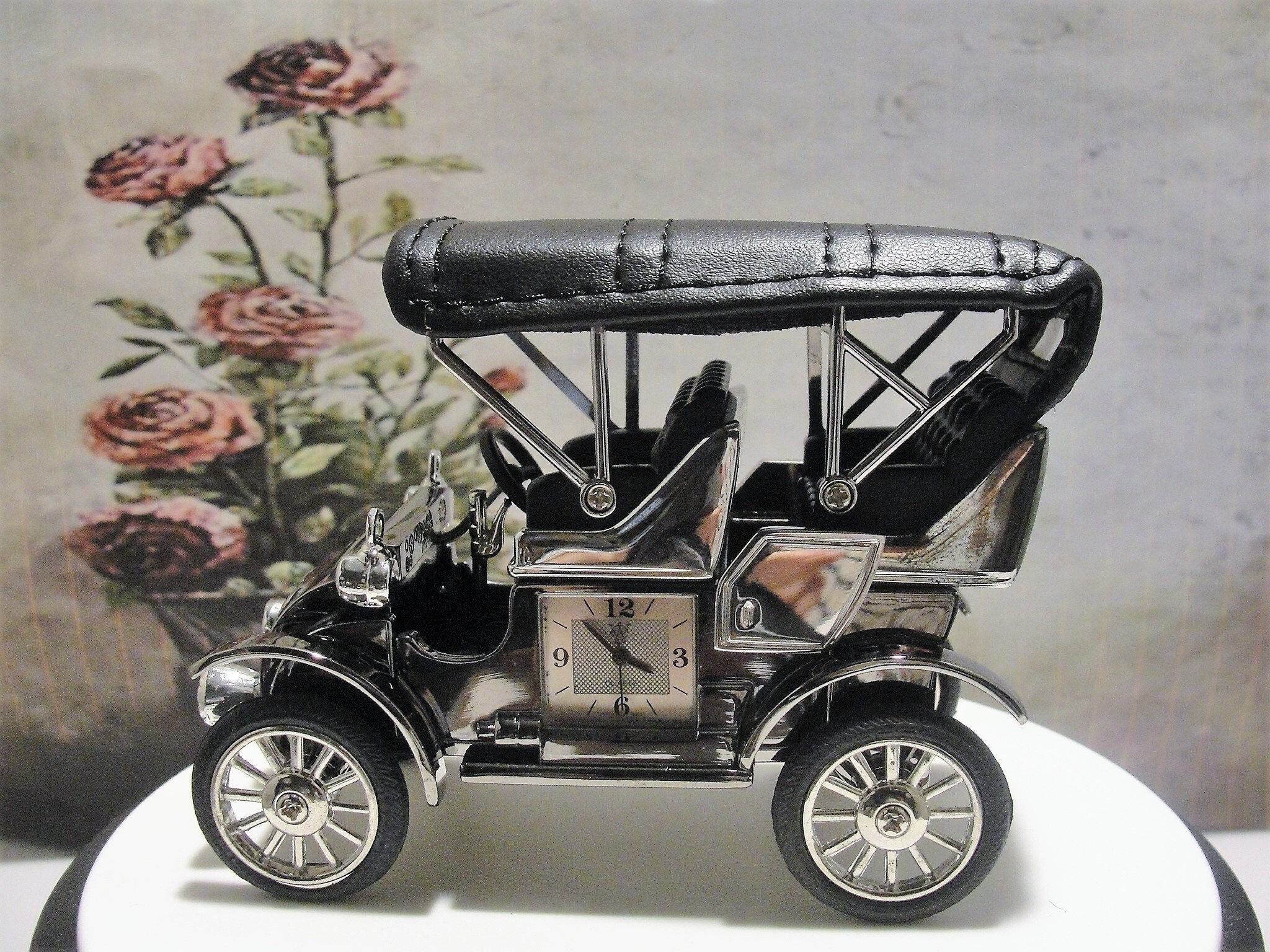WATERBURY CLOCK Company, Antique Gun Metal Model T with Chrome Accents ...