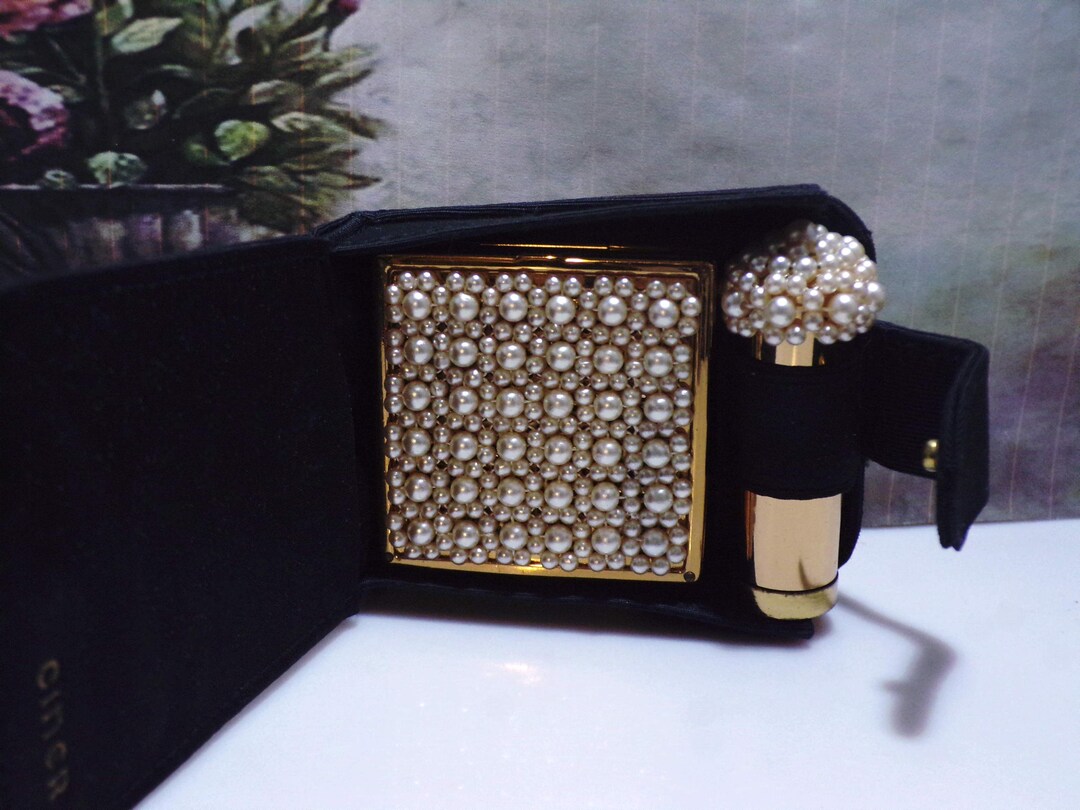 Vintage Purse Compact & Lipstick Set With Case CINER 1940s Estate ...