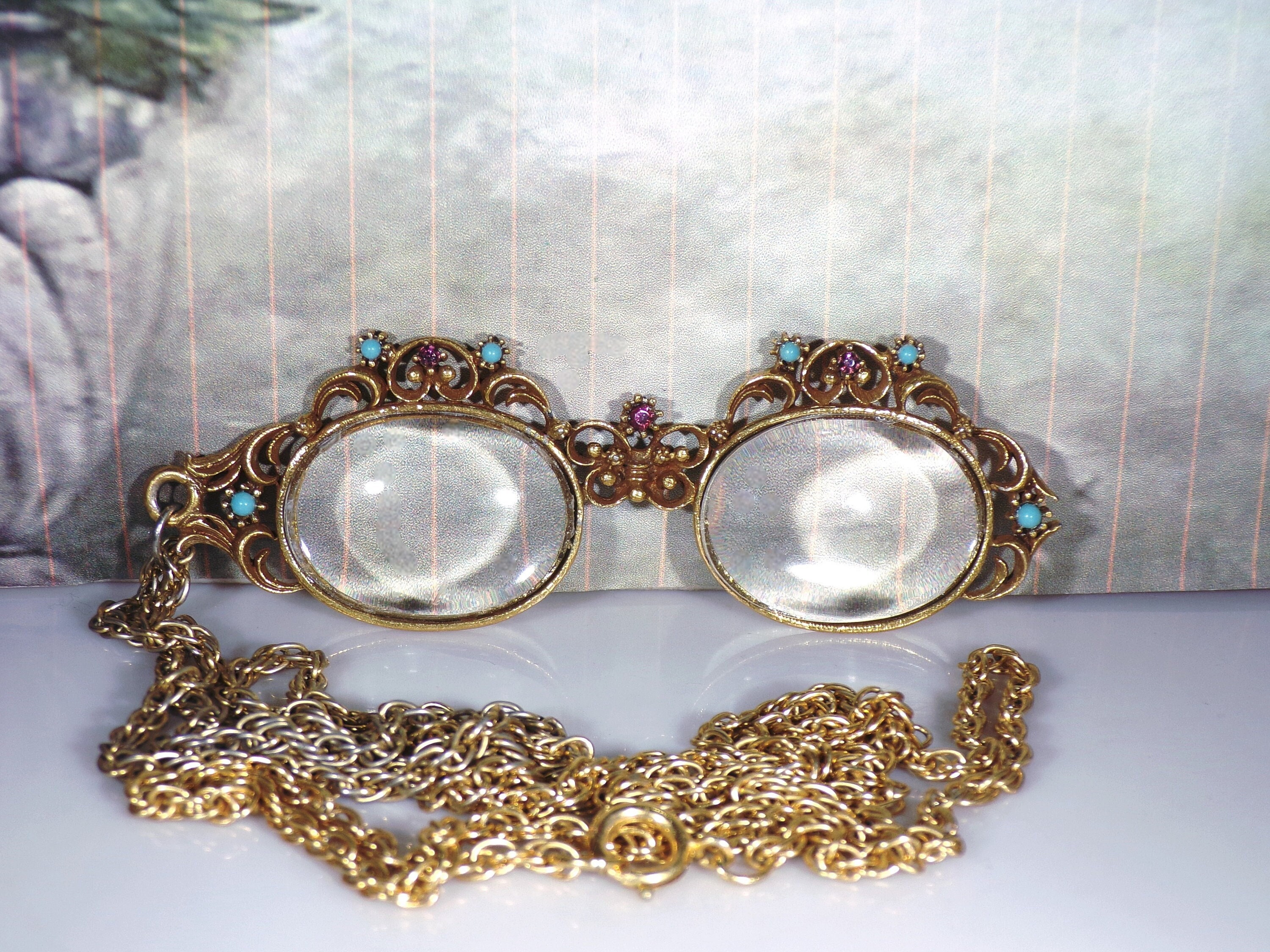 Victorian Lorgnette Glasses, Antique Victorian Lorgnette Pendant w ...