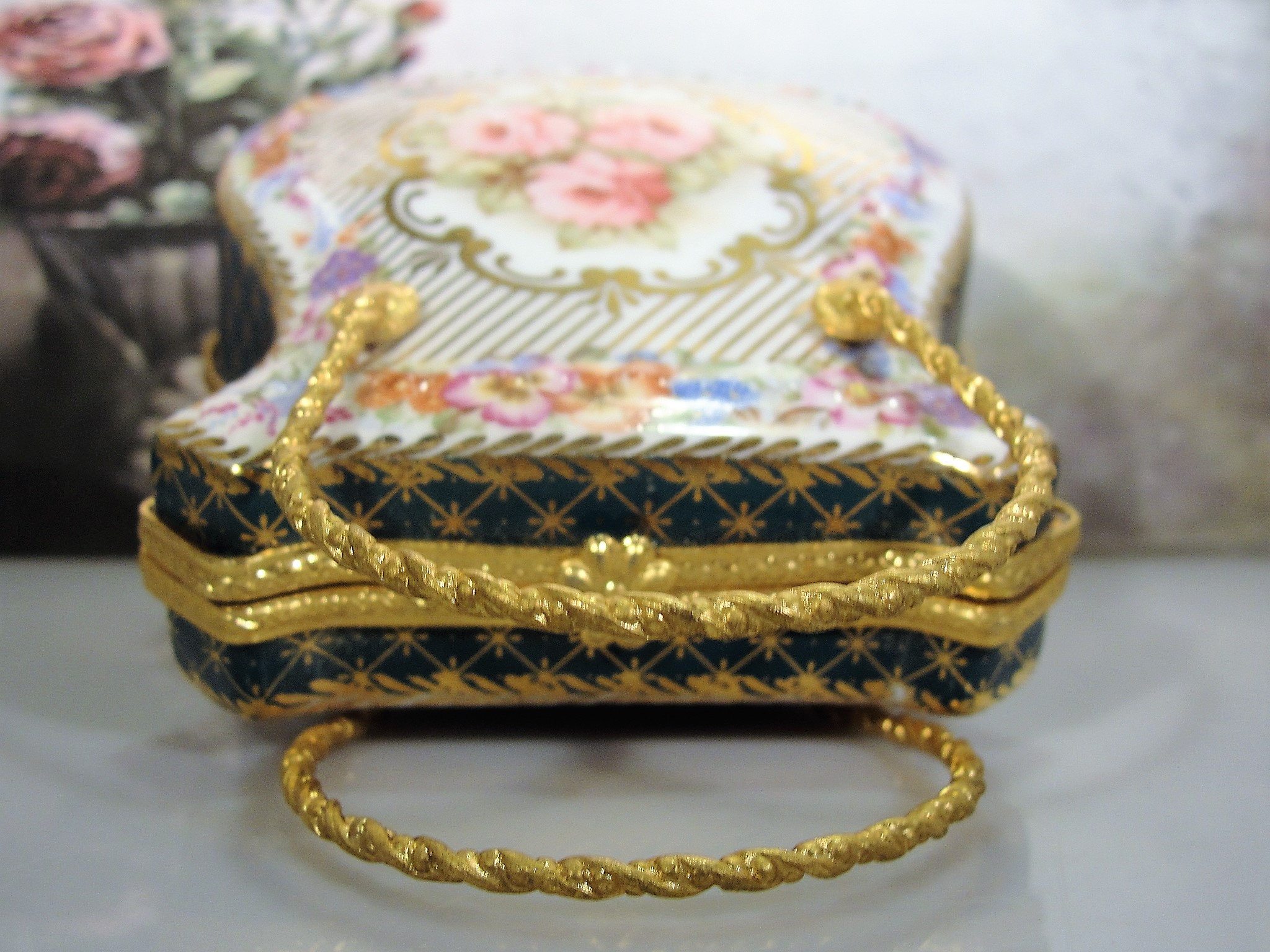 GANZ Porcelain Purse, Purse Trinket Box, Purse Pill Box, Porcelain ...