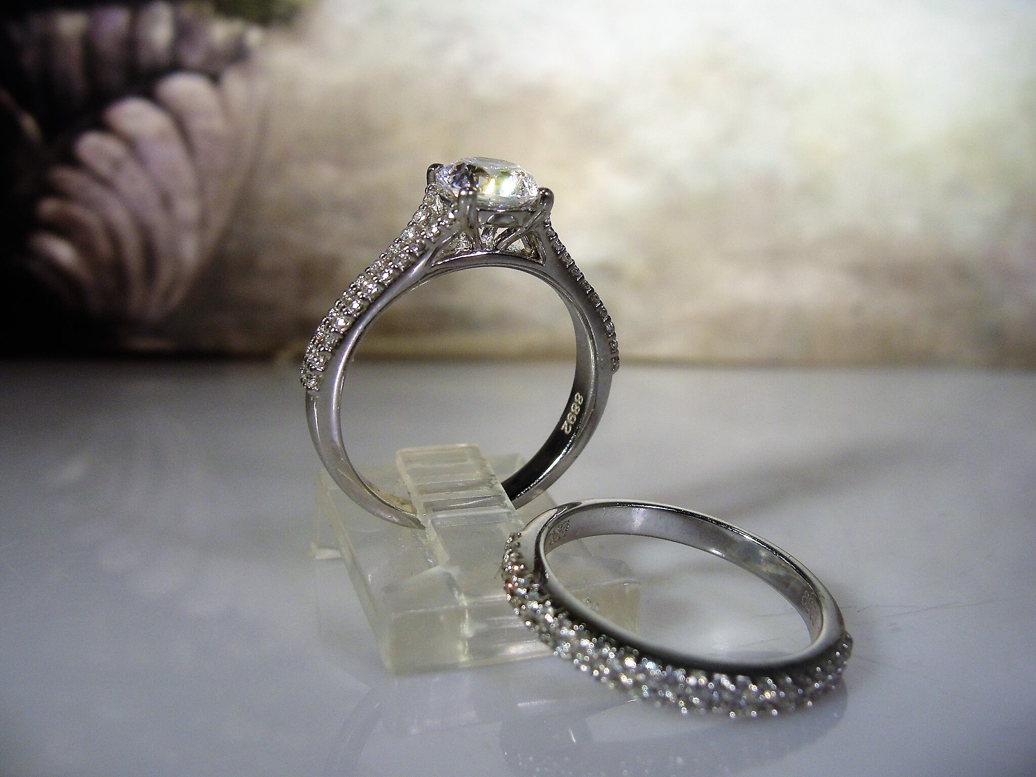Sterling Silver Bridal Ring Set, CZ Ring Set, Engagement Ring, Wedding ...
