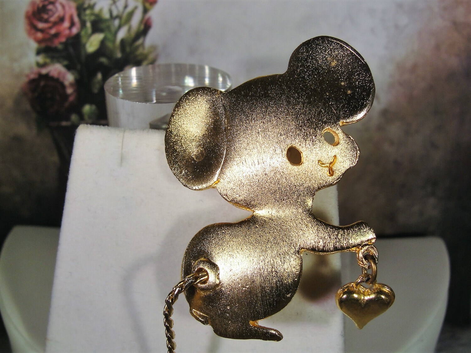 ULTRA CRAFT Mouse Brooch, Gold Tone Mouse, Articulating Tail, Dangling ...