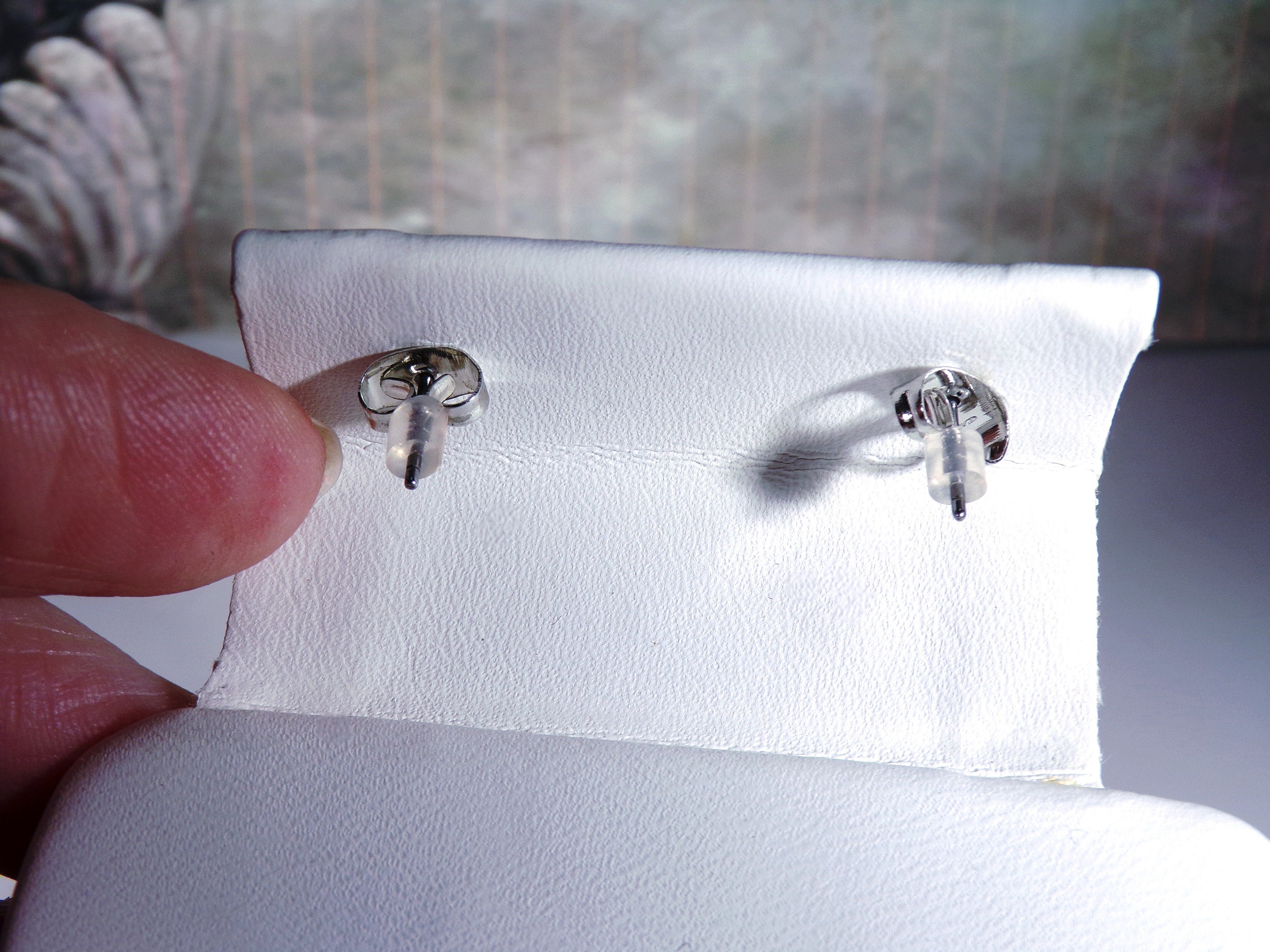 White Pearl Round Stud Earrings, Stainless Steel Posts, Butterfly Backs ...