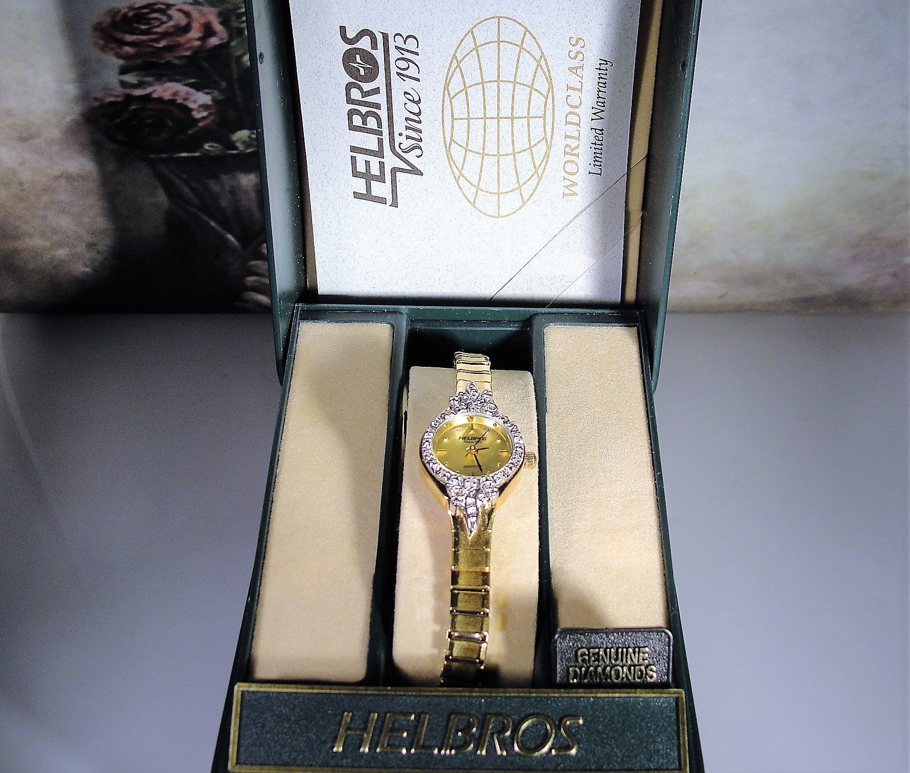 HELBROS Women’s Wrist Watch, Genuine Diamond Wrist Watch, Ladies Wrist ...
