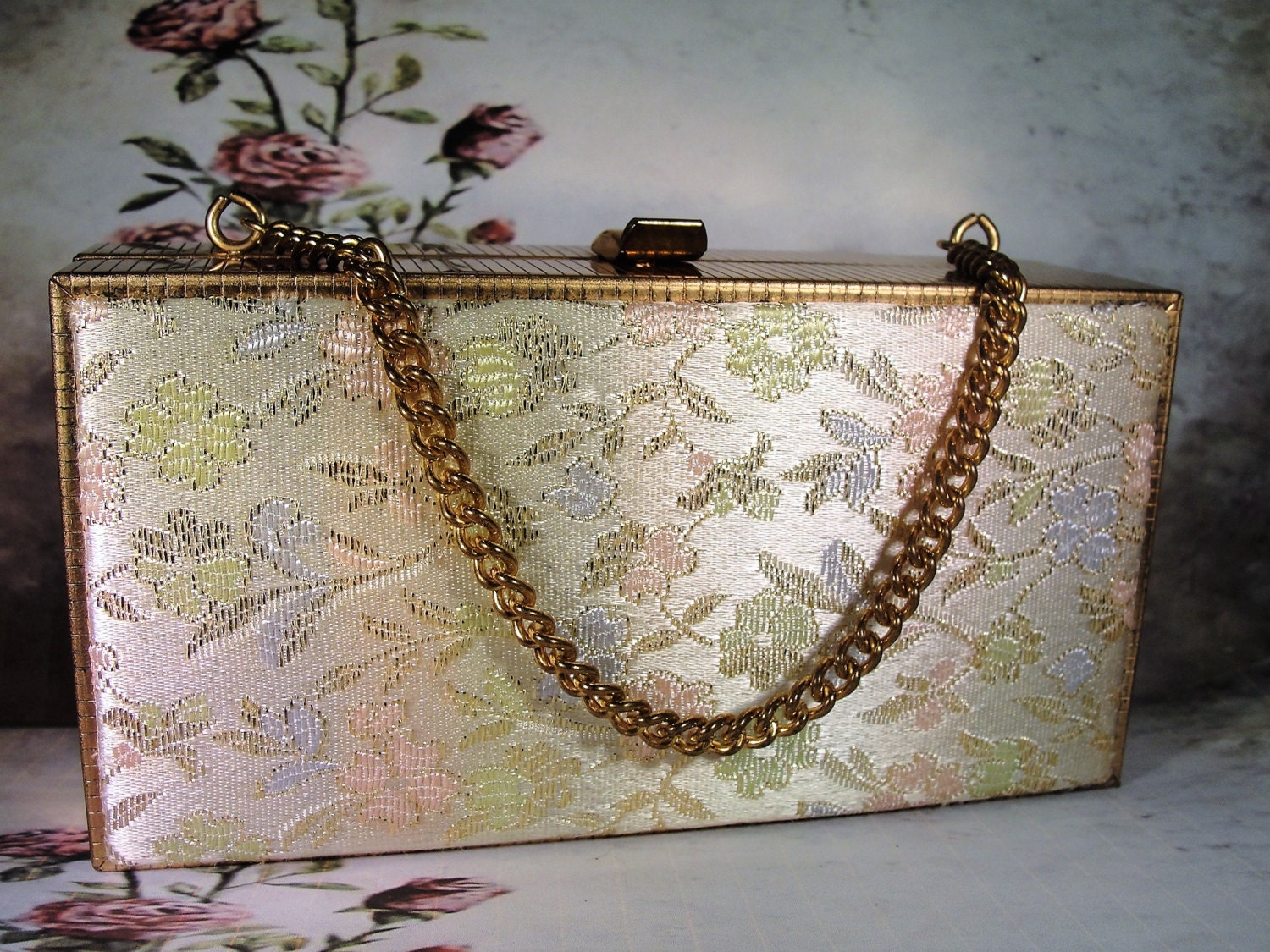 BARBARA BATES Brocade Purse, Compact, Lipstick Holder, Comb, Manicure ...