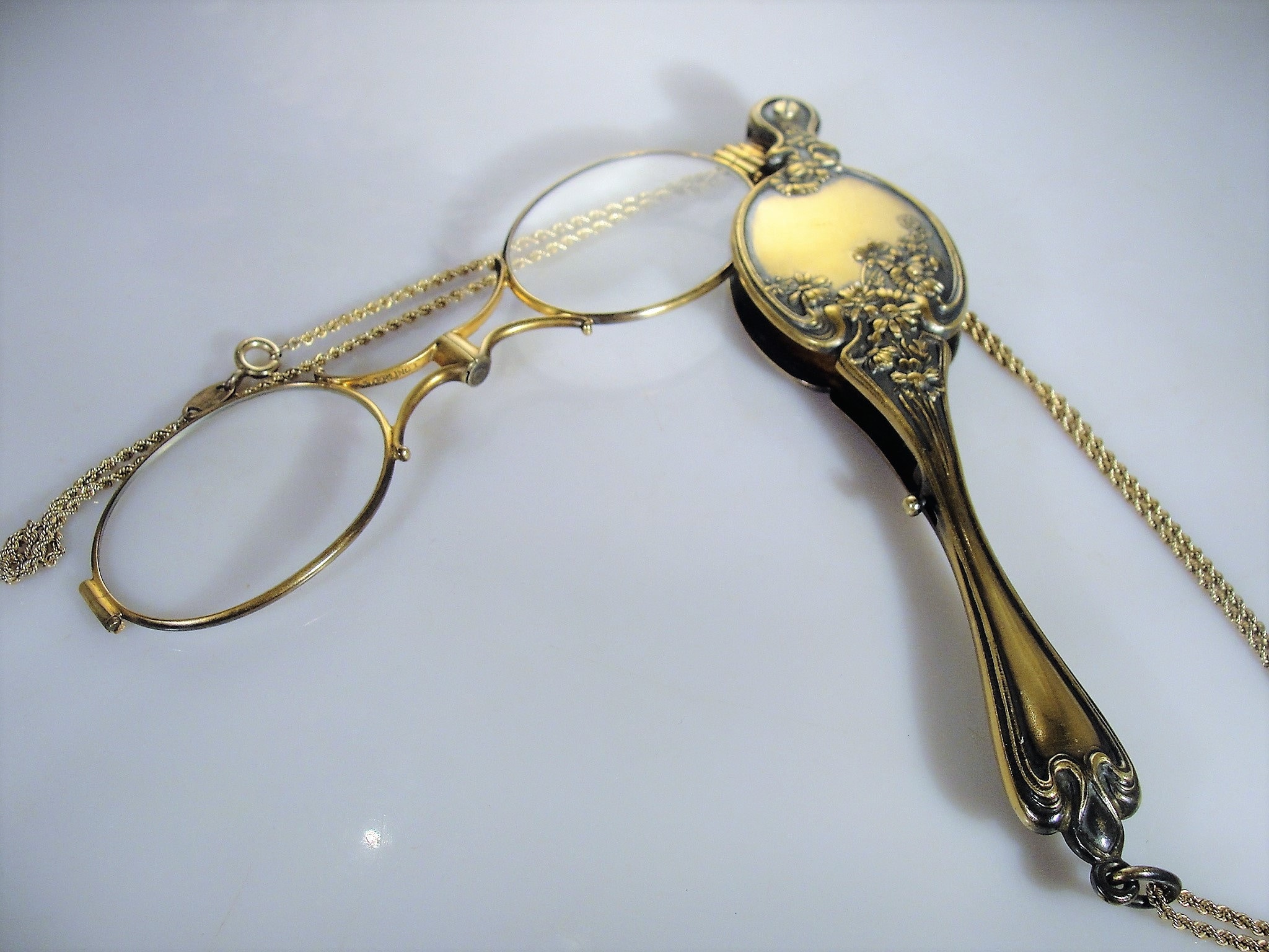 KREMENTZ Art Nouveau Gold Gilt Sterling Silver Lorgnette Pendant ...
