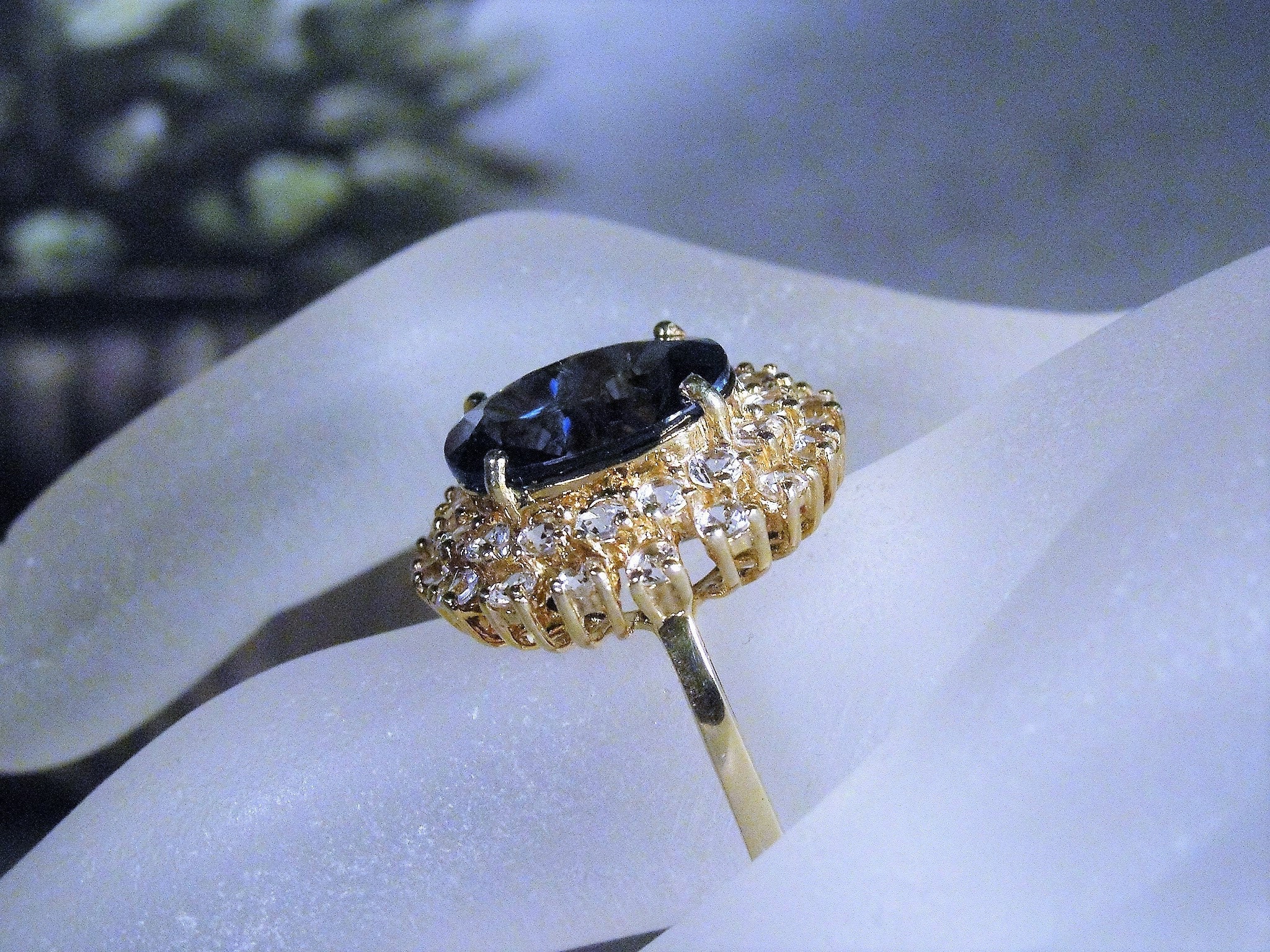 Reserved for Nadia: 10K Blue and White Topaz Ring, Princess Di, Kate ...