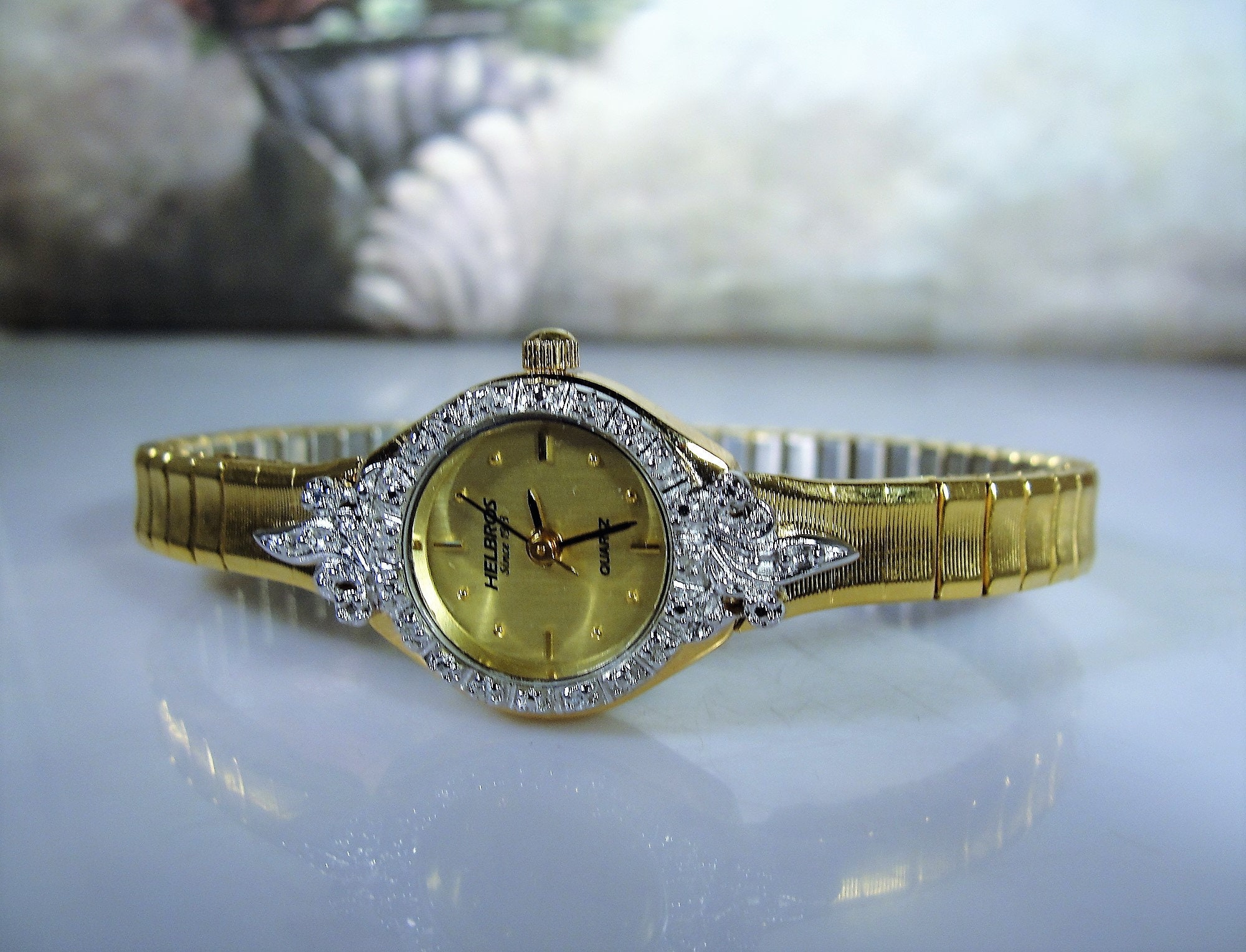 HELBROS Women’s Wrist Watch, Genuine Diamond Wrist Watch, Ladies Wrist ...
