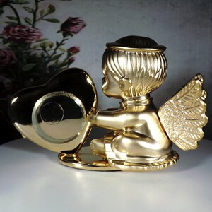 ELGIN Miniature Clock Cupid Angel Holding Heart Clock in Its - Etsy