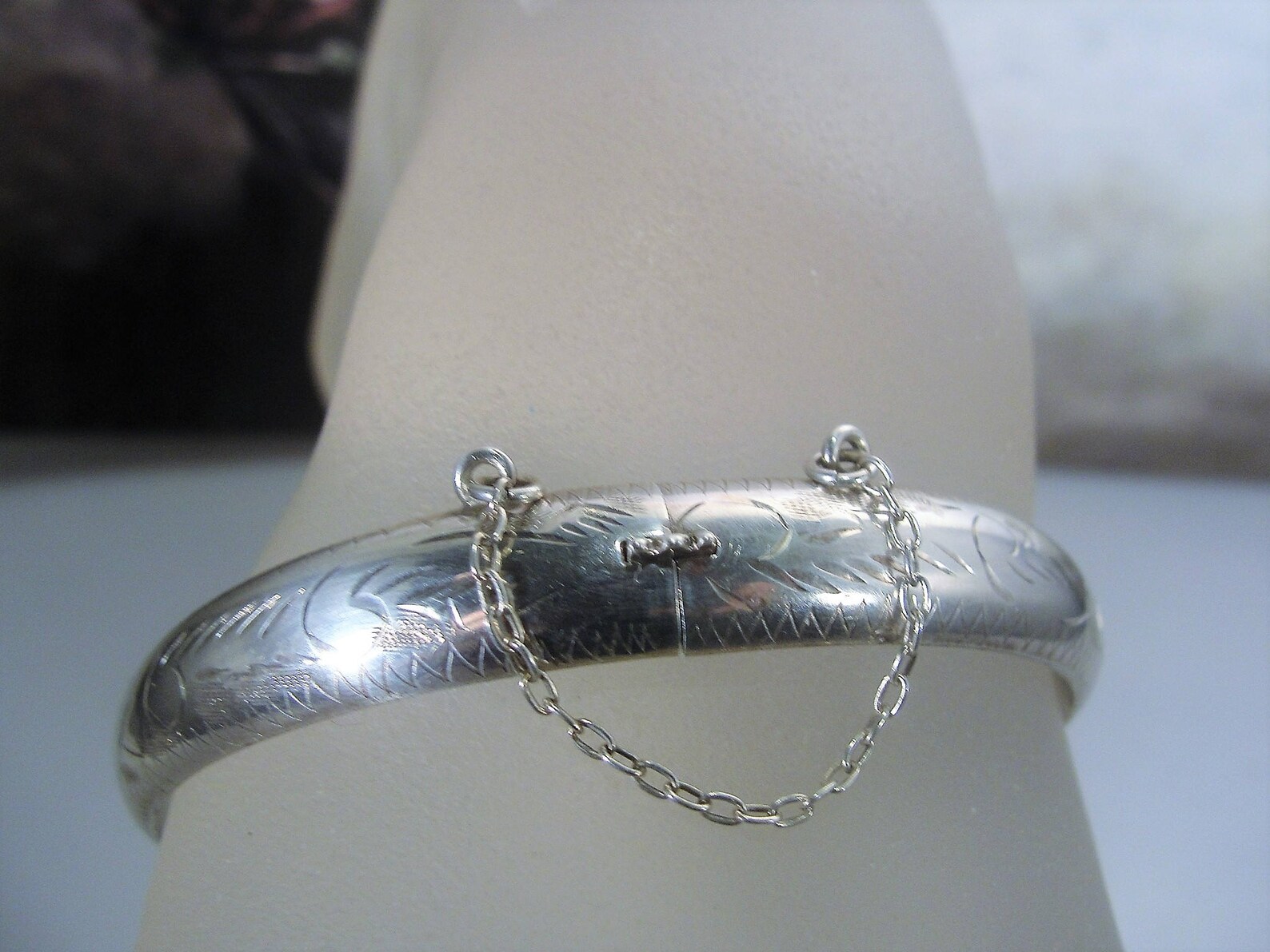 Bangle Bracelet Vintage Chased Design Sterling Silver Bangle | Etsy