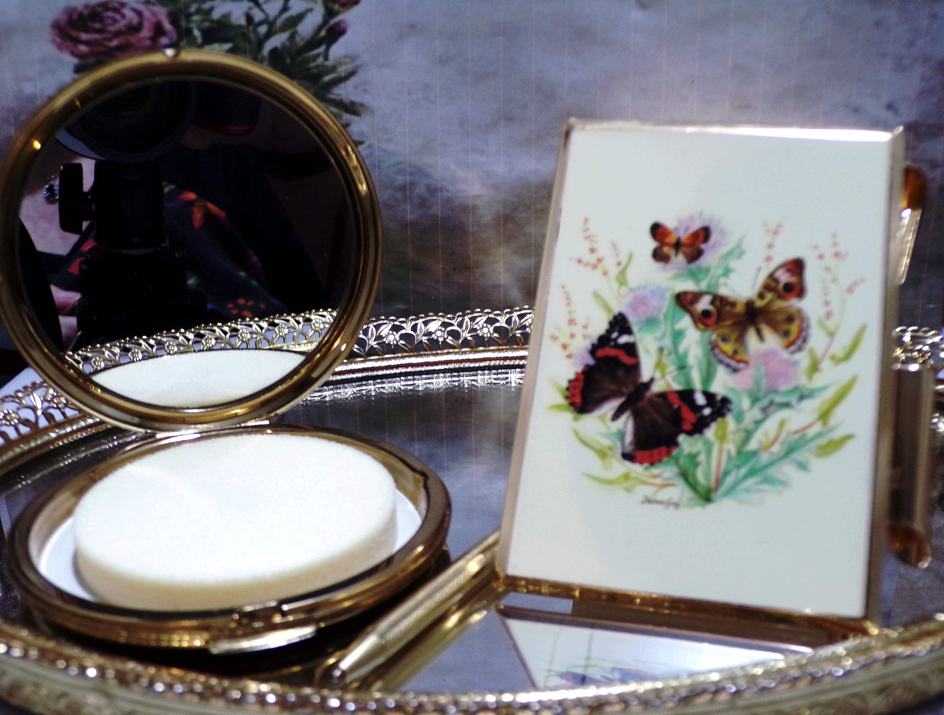 Vintage 1970s STRATTON Butterfly Notepad & Powder Compact Set - From ...