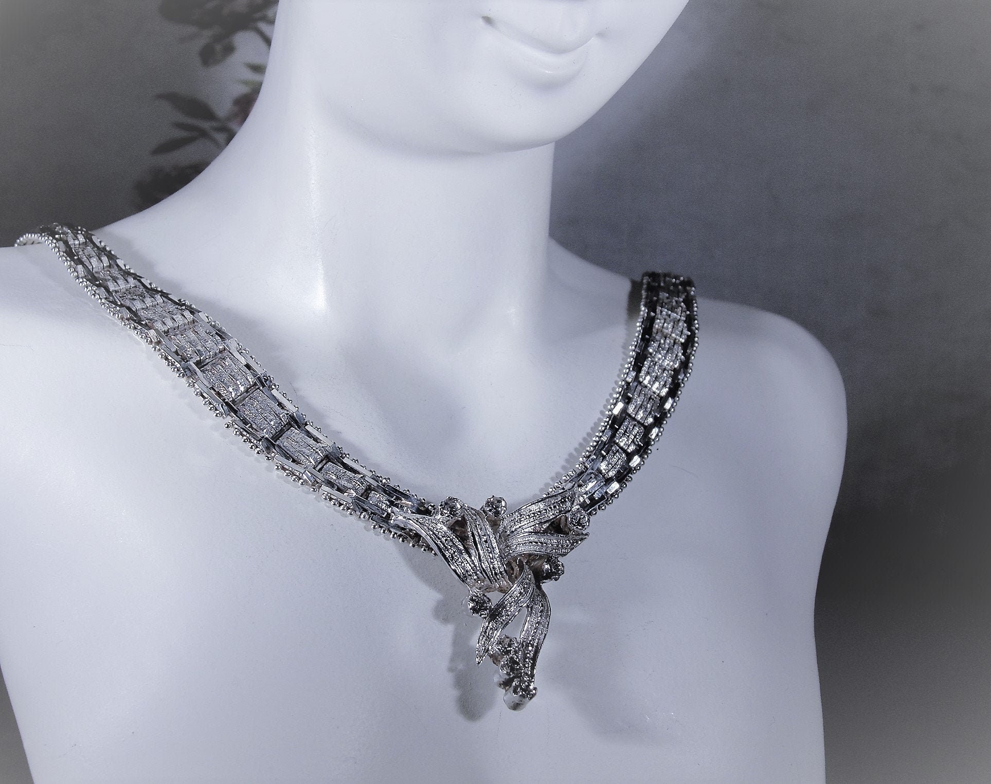 Italian Necklace, Vintage Italian Riccio Chevron Sterling Silver ...