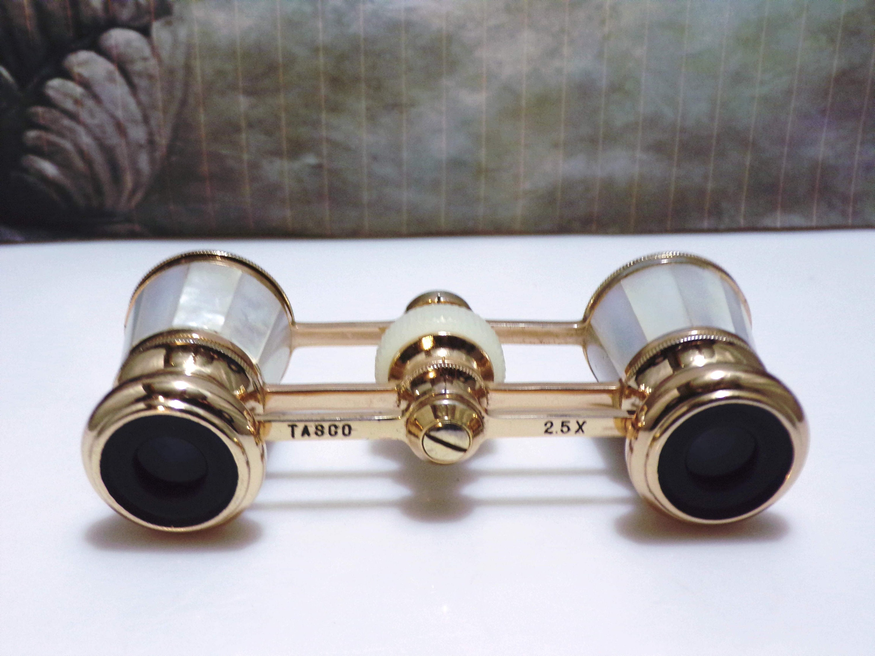 TASCO Miniature Mother of Pearl Opera Glasses & Black Genuine Leather ...
