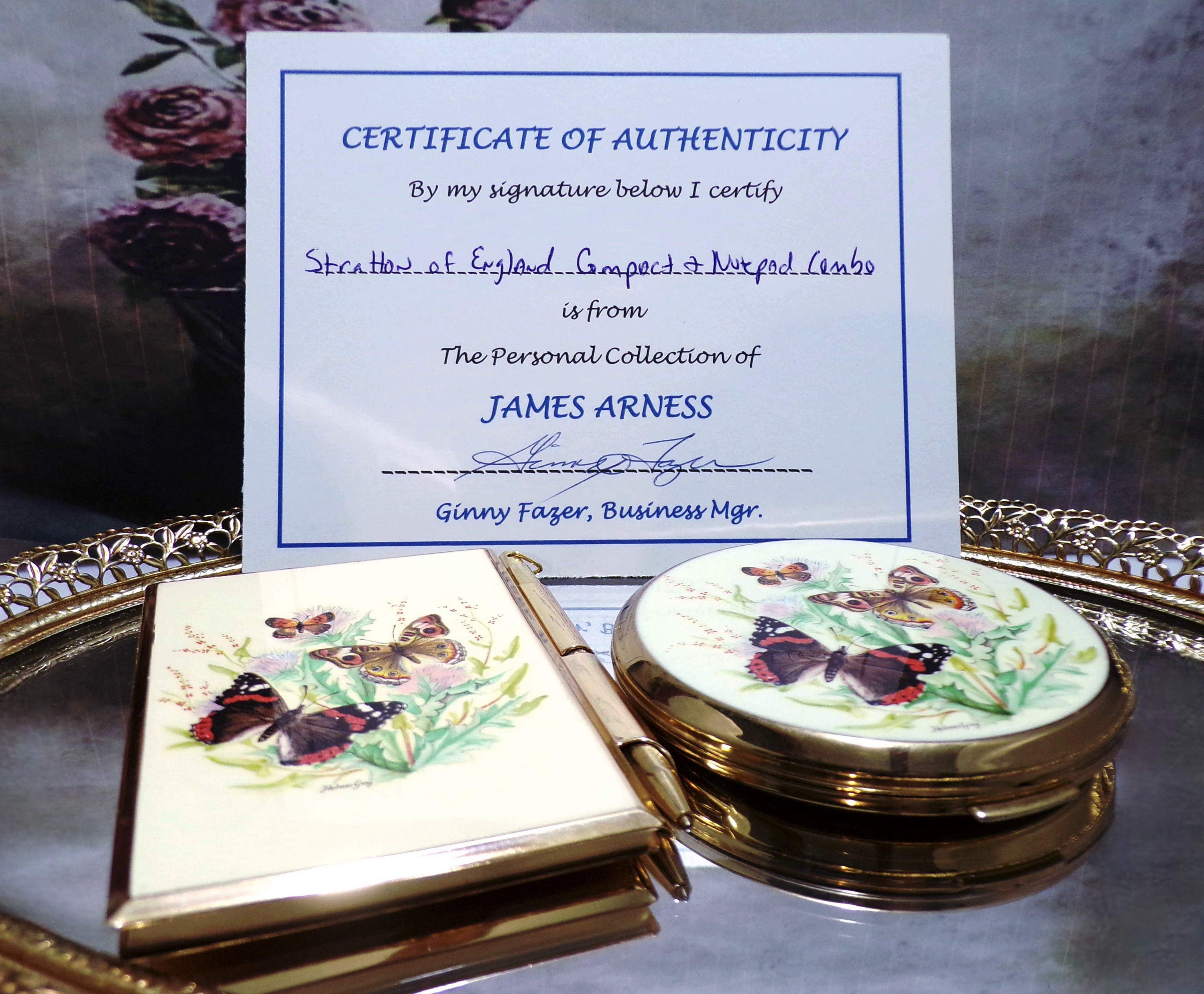Vintage 1970s STRATTON Butterfly Notepad & Powder Compact Set - From ...