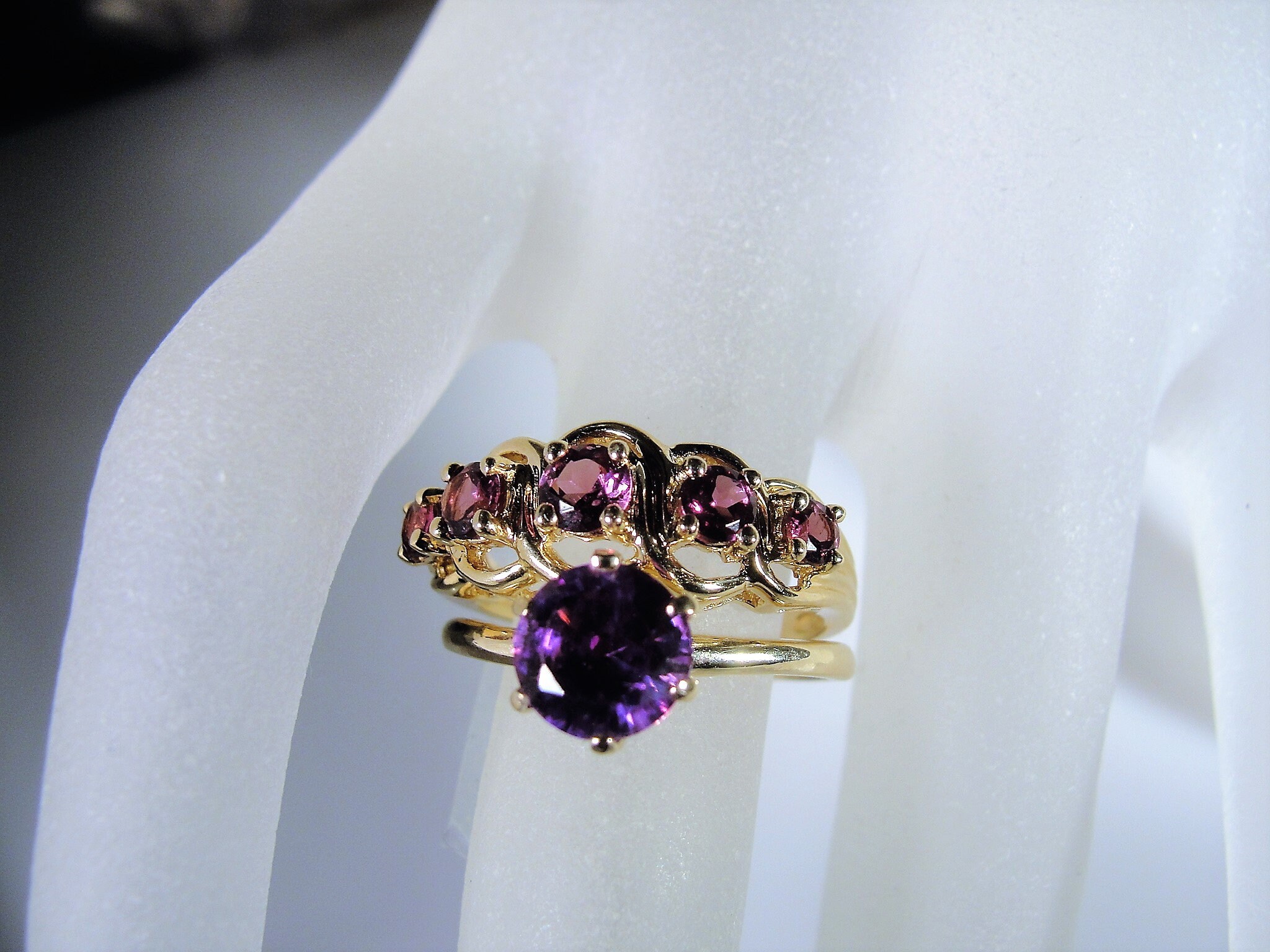 Stunning 10K Purple Sapphire Bridal Ring Set, Engagement Ring, Wedding ...