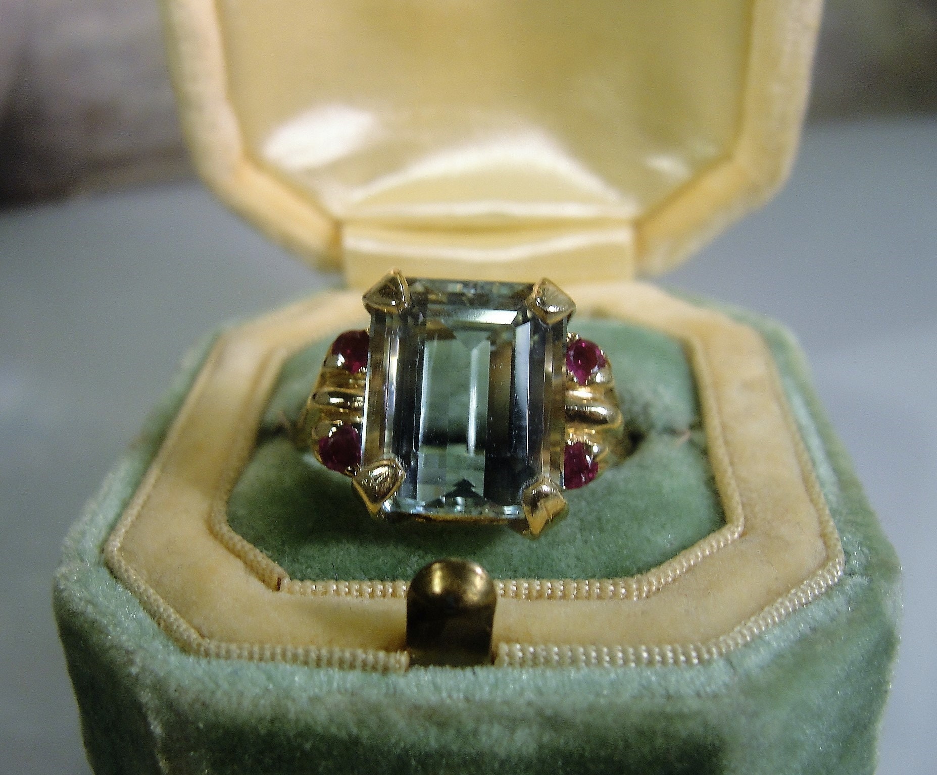 Reserved for Margarita - 1st Payment: 14K Gold Ring, Aquamarine Ruby ...