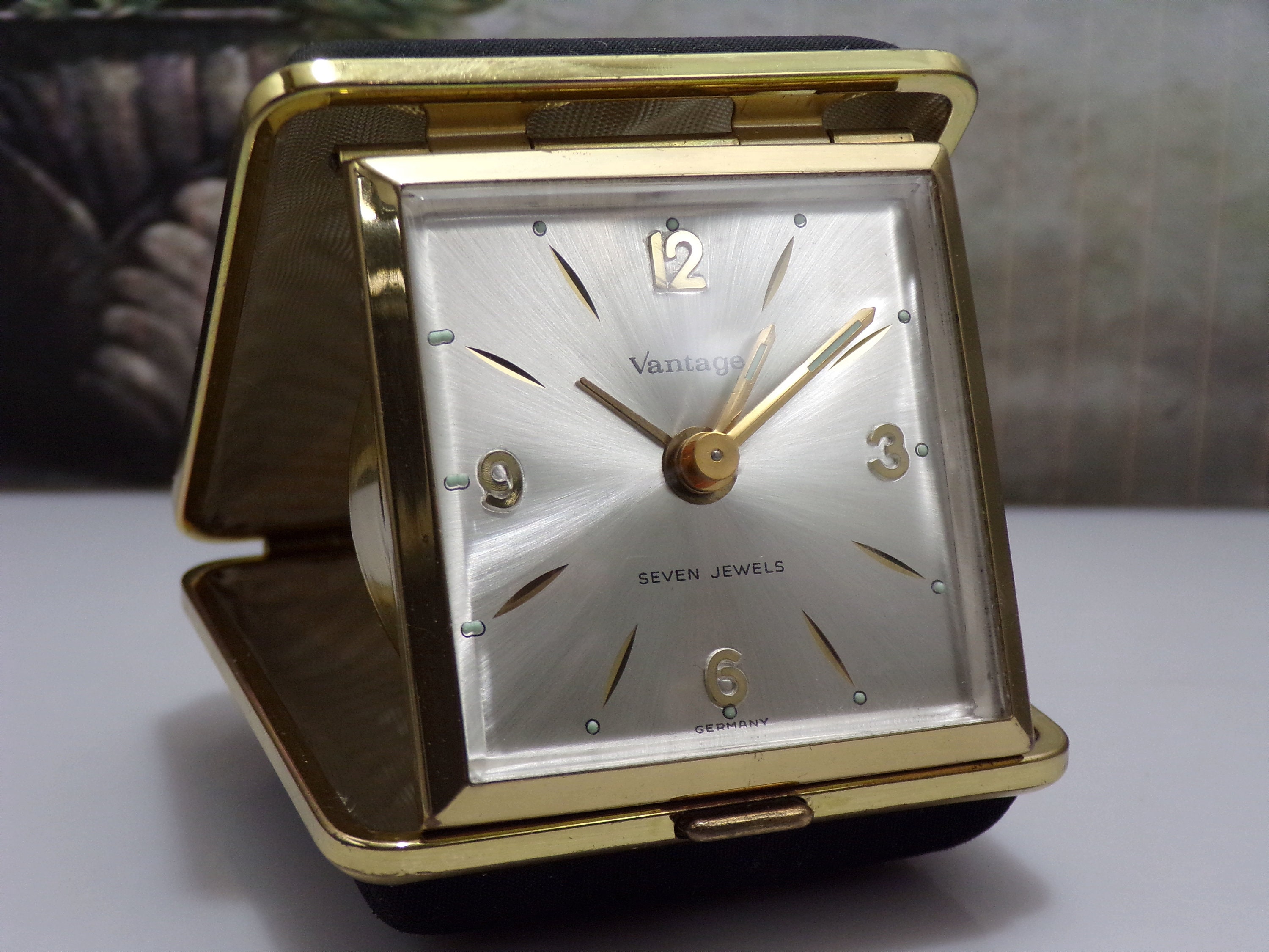 VANTAGE German Petite Point Compact Travel Alarm Clock, Vintage ...