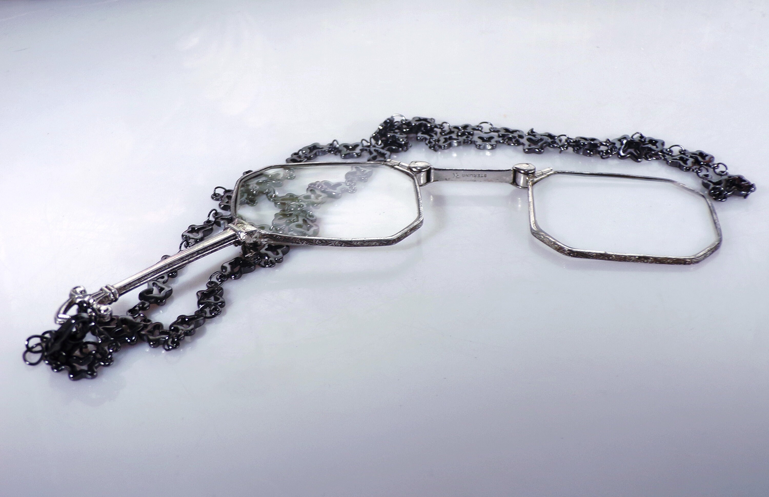 Antique Sterling Silver Lorgnette with a Petite Point Pouch, Art ...