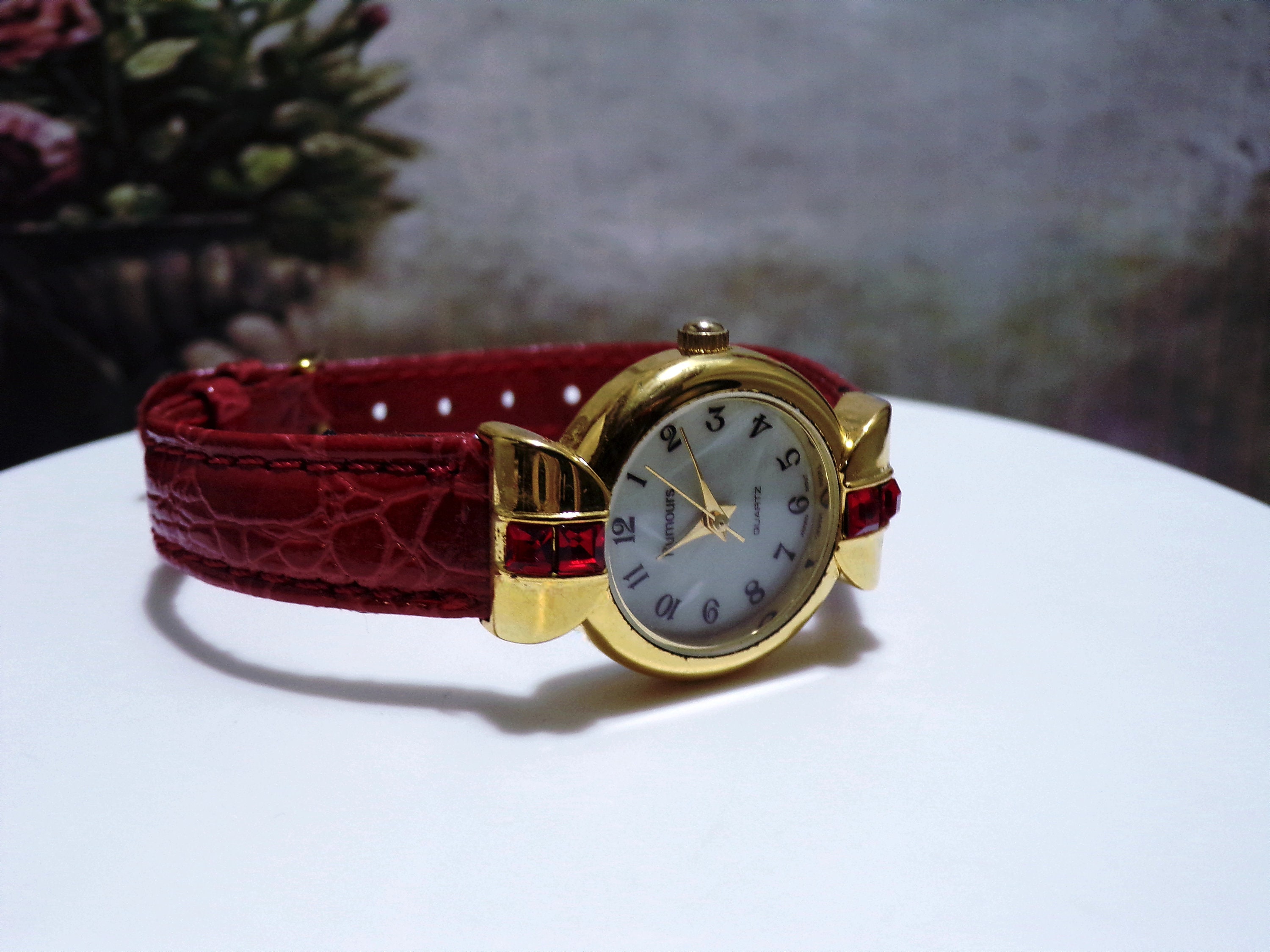 RUMOURS Women’s Wrist Watch, Quartz Watch, Red Rhinestones and Red ...