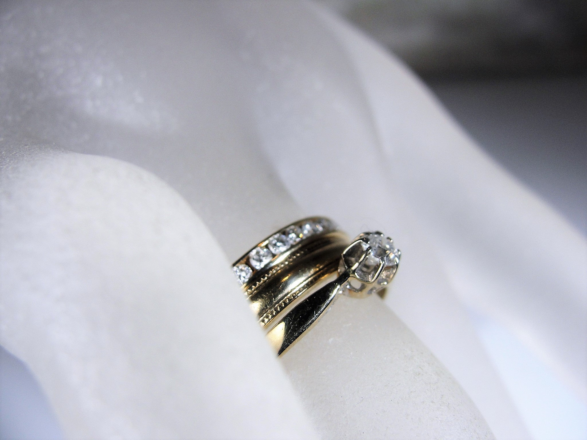 Reserved for Mary: Bridal Ring Set, 18K & 14K Yellow Gold 3 Ring Set ...