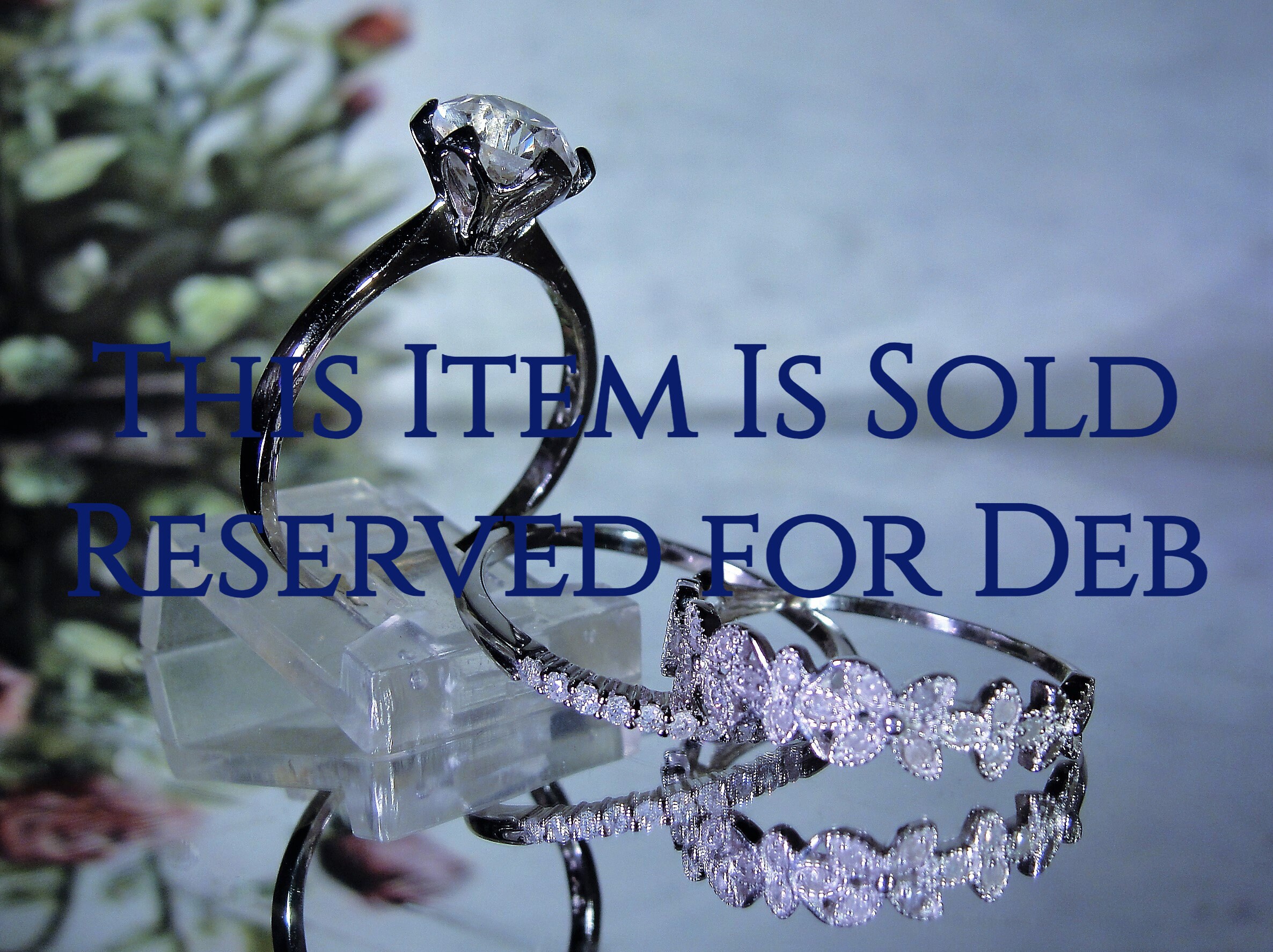 Reserved for Deb - 1st Payment: Bridal Ring Set, 10K White Gold Topaz ...
