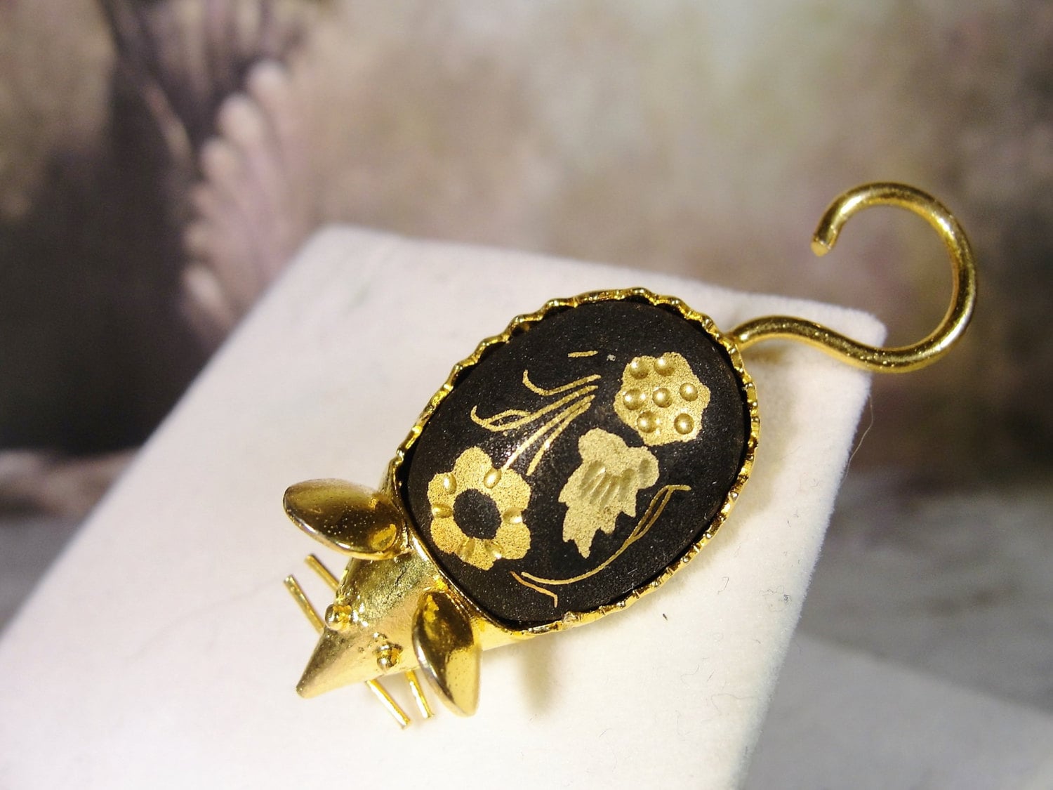 Damascene Mouse Brooch, Floral Damascene Mouse Brooch, Cute Little ...