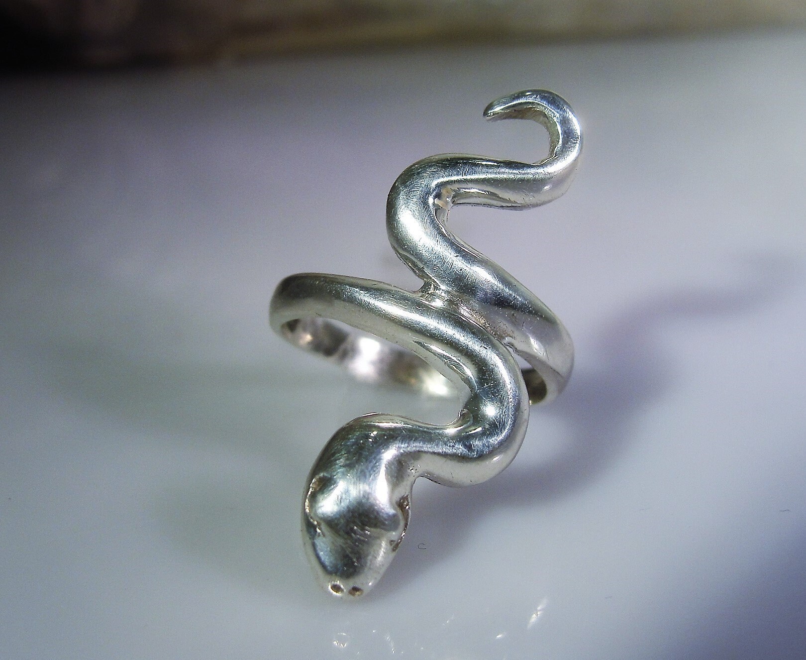 Sterling Silver Snake Ring, Sleek Snake Ring, Silver Snake Ring, Silver ...