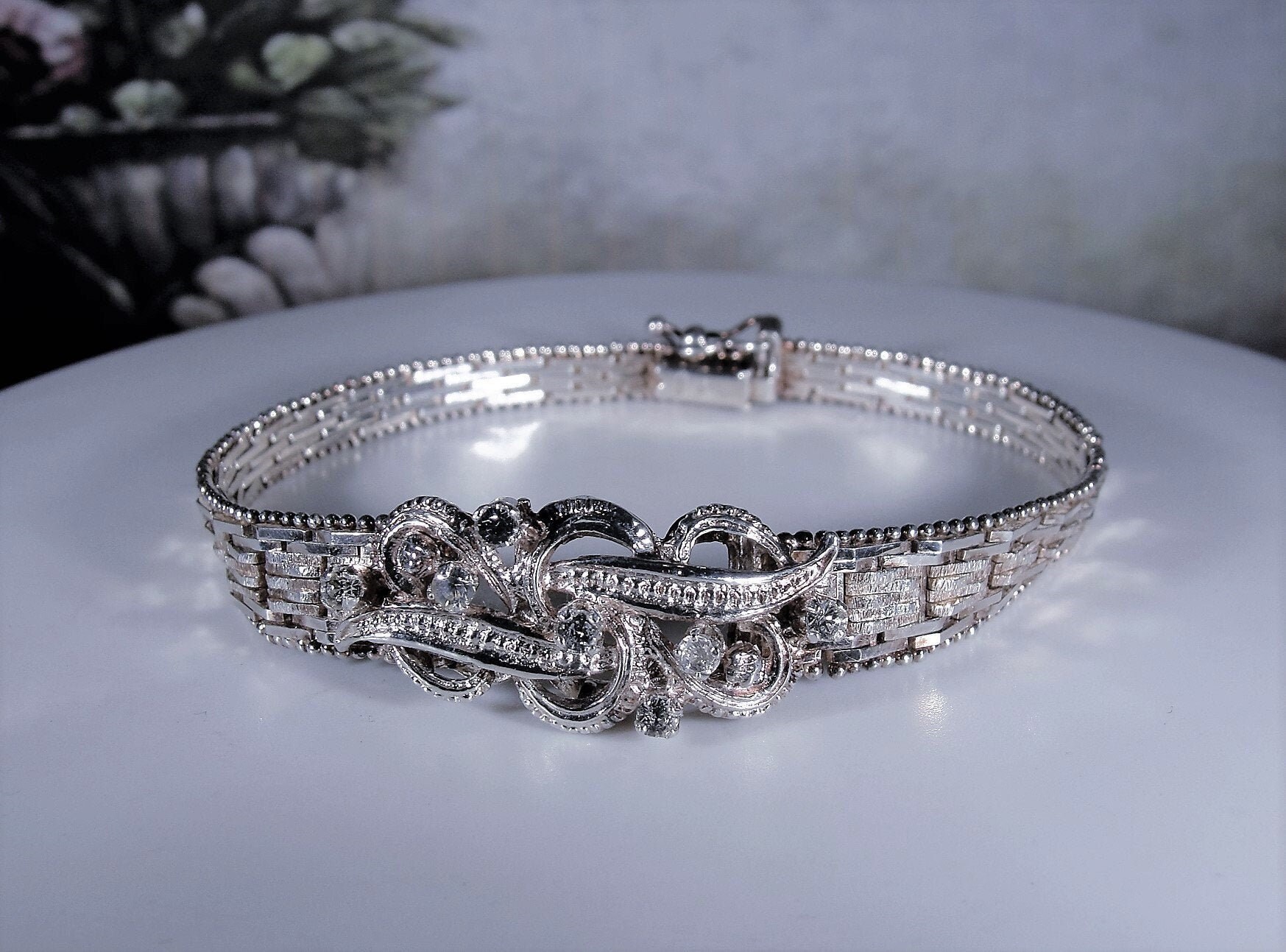 Italian Bracelet, Vintage Italian Riccio Sterling Silver Bracelet with ...