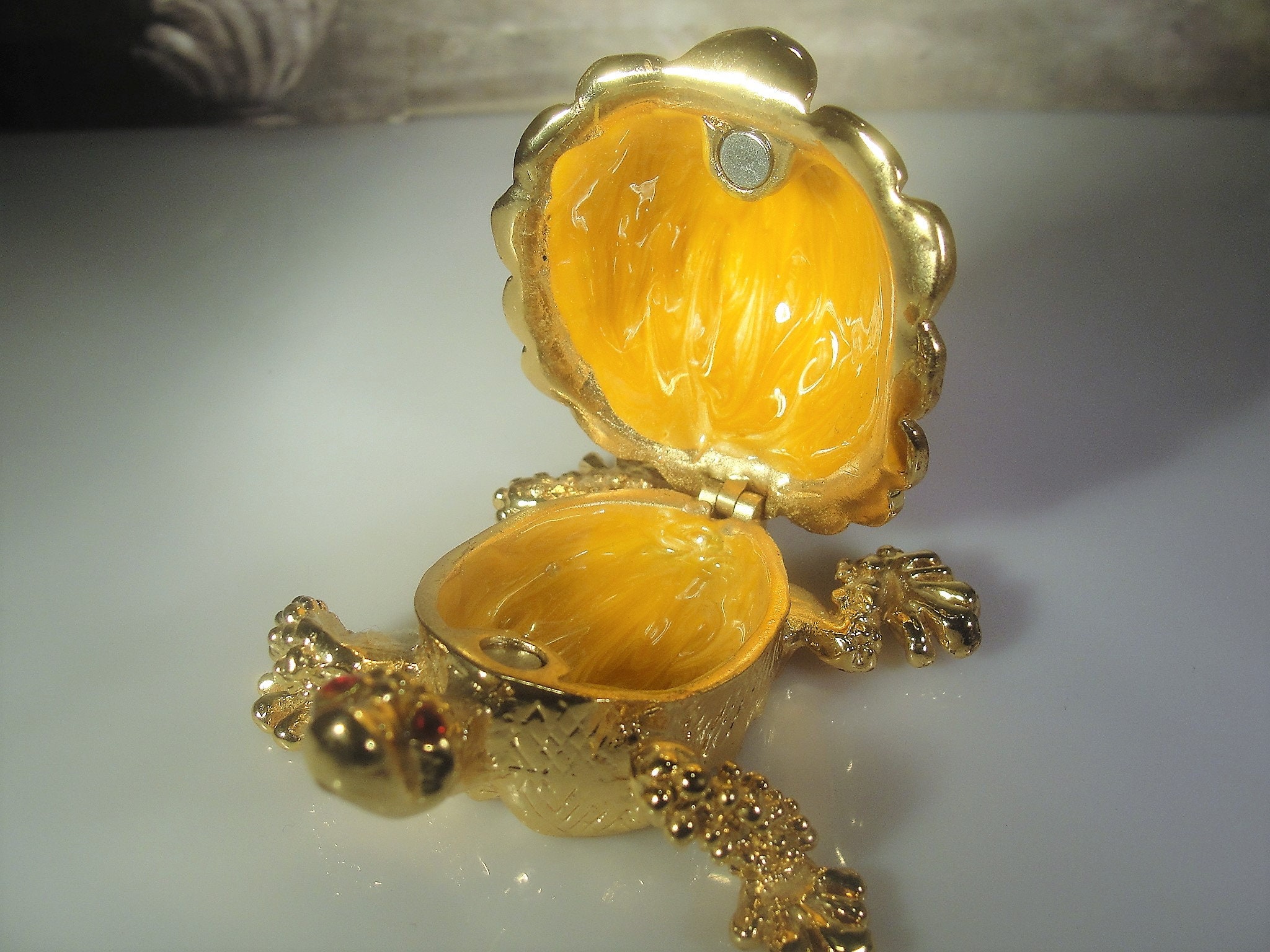 Turtle Trinket Box, Rhinestone Turtle Trinket Box, Enamel Turtle ...