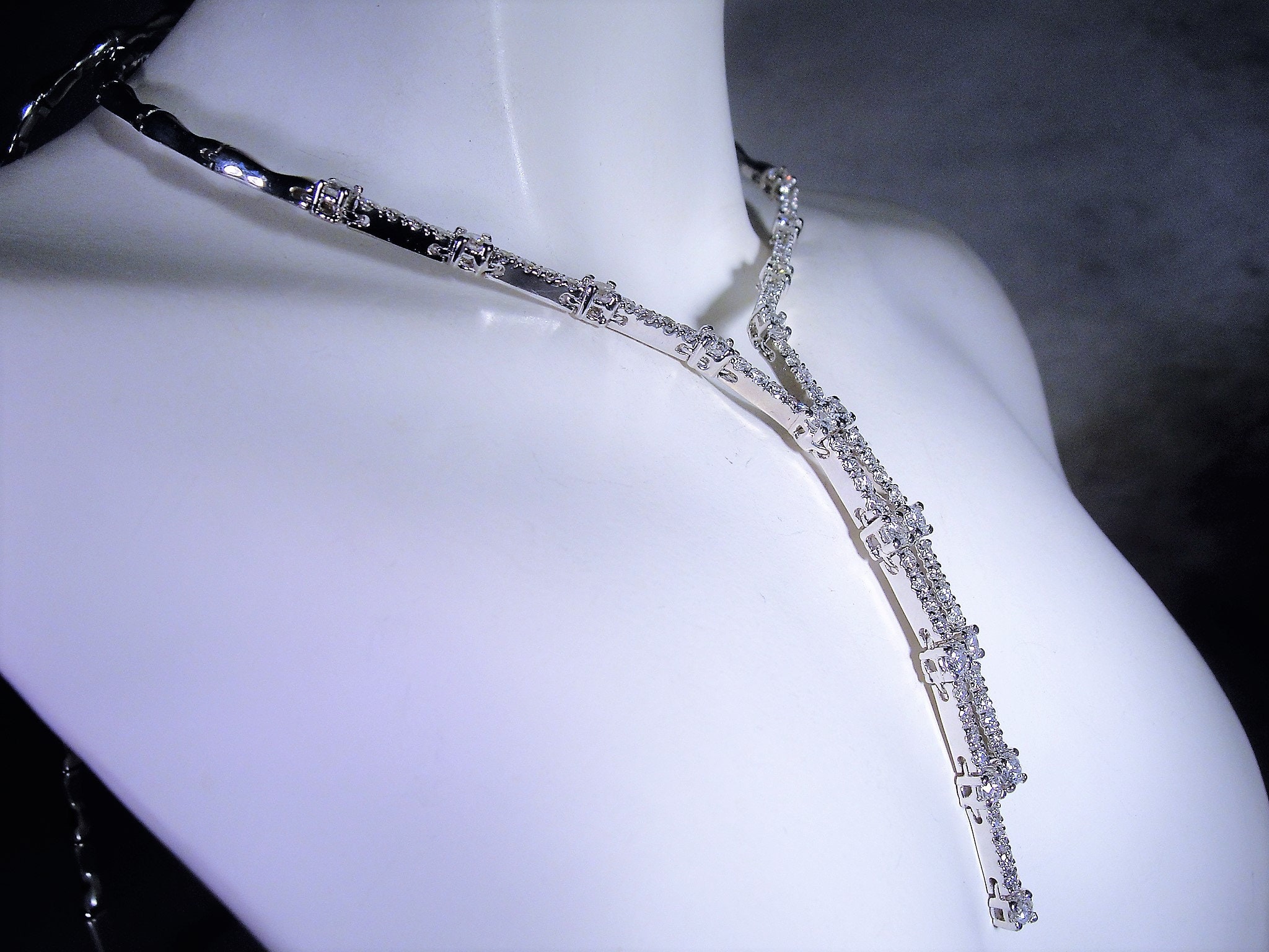 Art Deco Diamond Necklace, 14K White Gold Diamond Necklace, 1 Carat ...