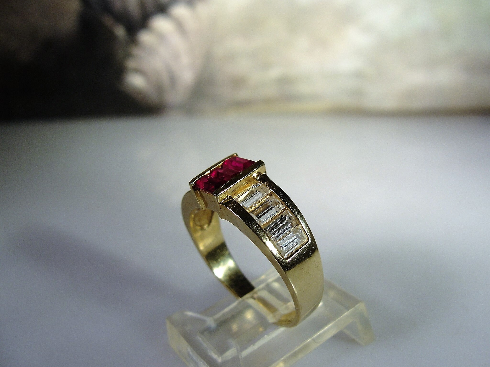 Reserved for Florianne: 10K Channel Set Ruby and CZ Baguette Yellow ...
