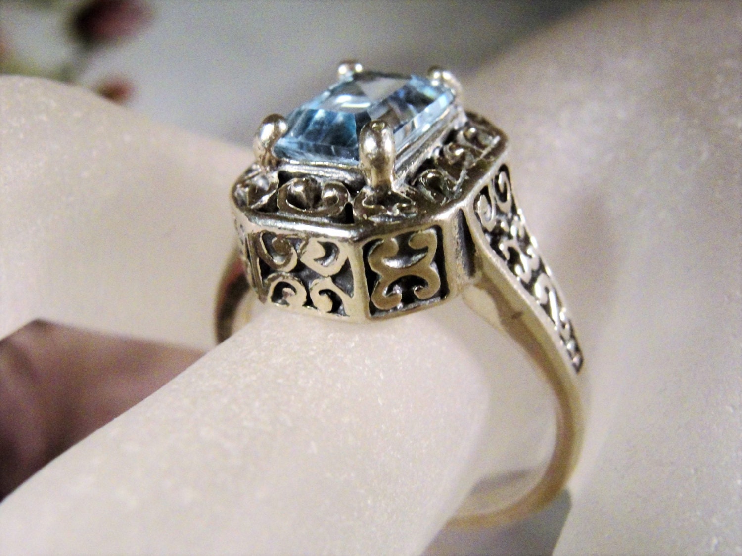 Blue Topaz Ring, Swiss Blue Topaz Ring, Sterling Silver Ring, Emerald ...