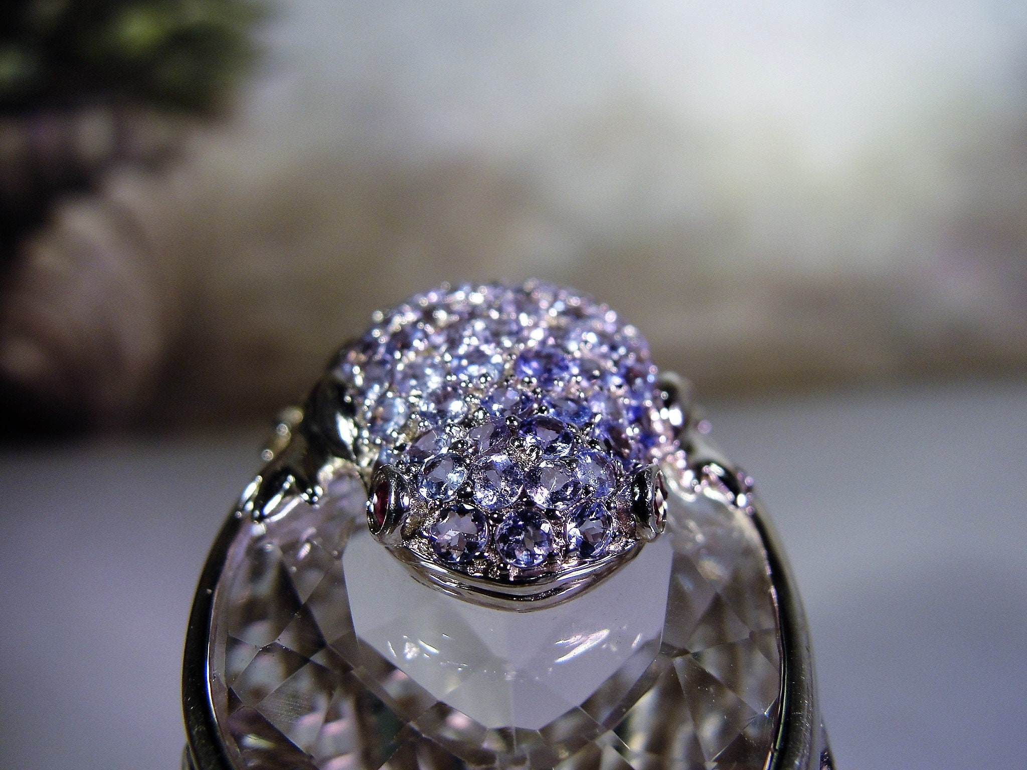 Rhinestone Frog Ring, Blue Rhinestone Frog Ring, Sterling Silver Frog ...