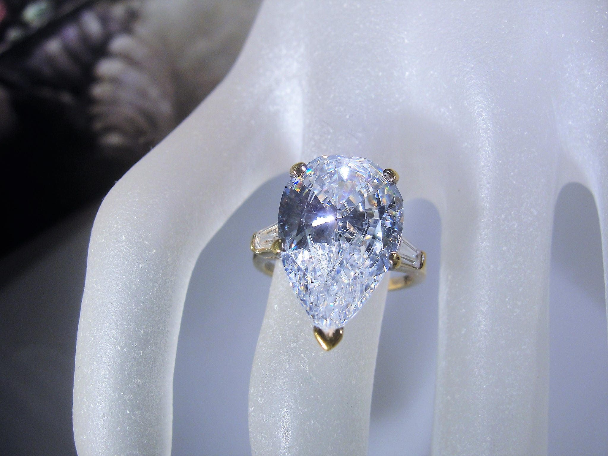PANNETTA Ring, Pear Shaped Cubic Zirconia, CZ Ring, Huge CZ Ring ...