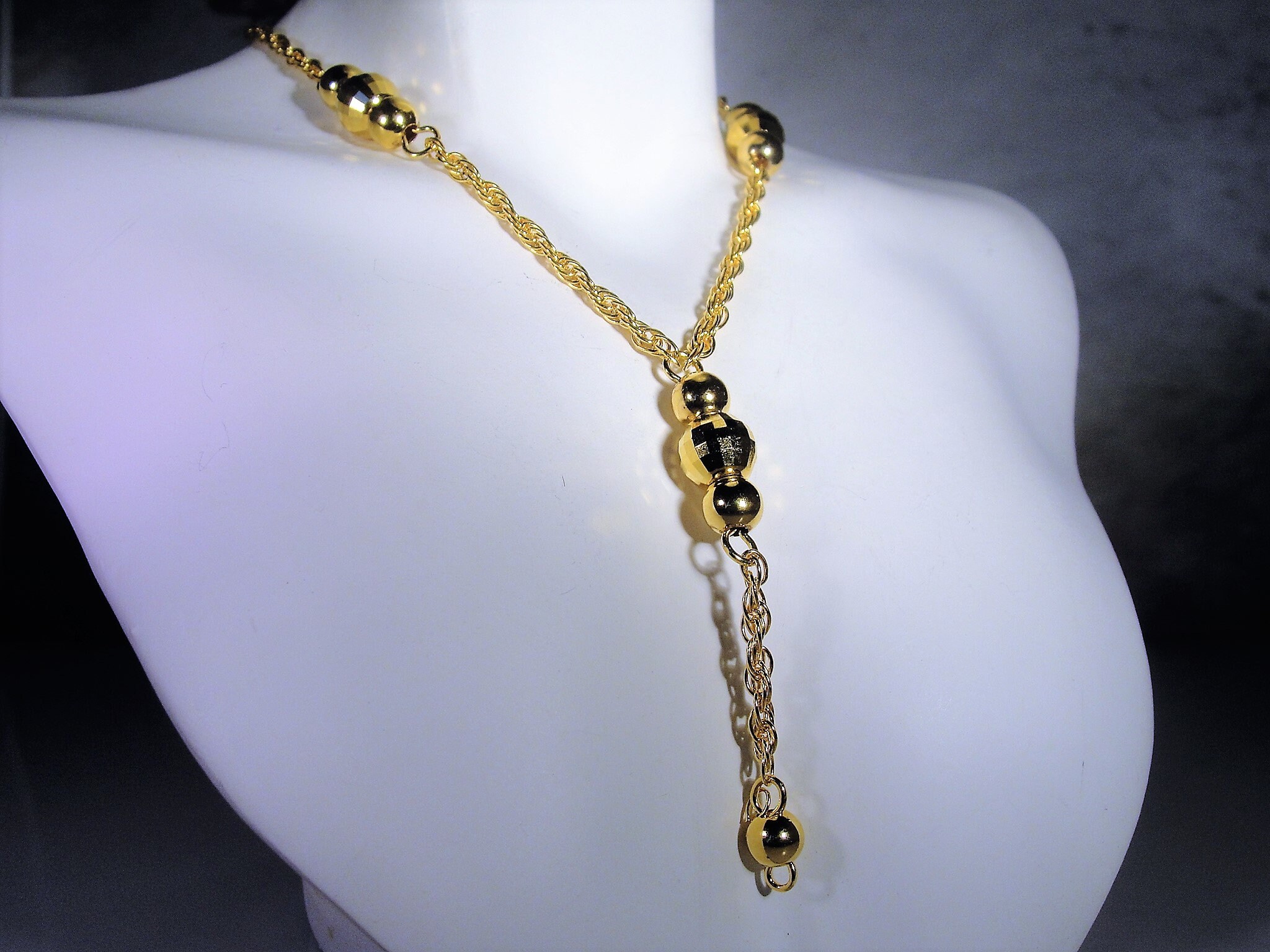 MILOR Gold Vermeil Beaded Lariat Necklace, Gold Tone Beads, Specialty ...