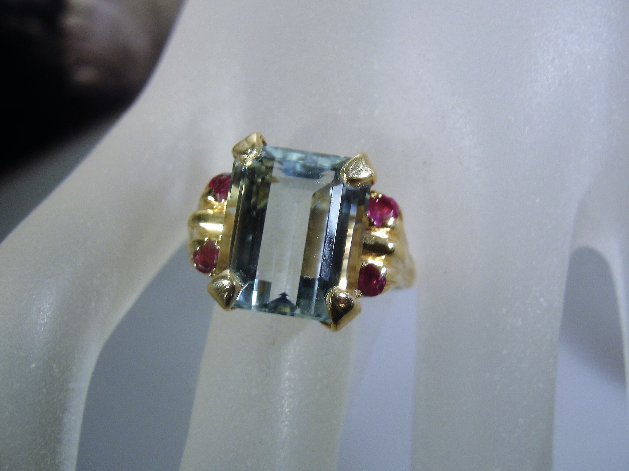 Reserved for Margarita - 1st Payment: 14K Gold Ring, Aquamarine Ruby ...