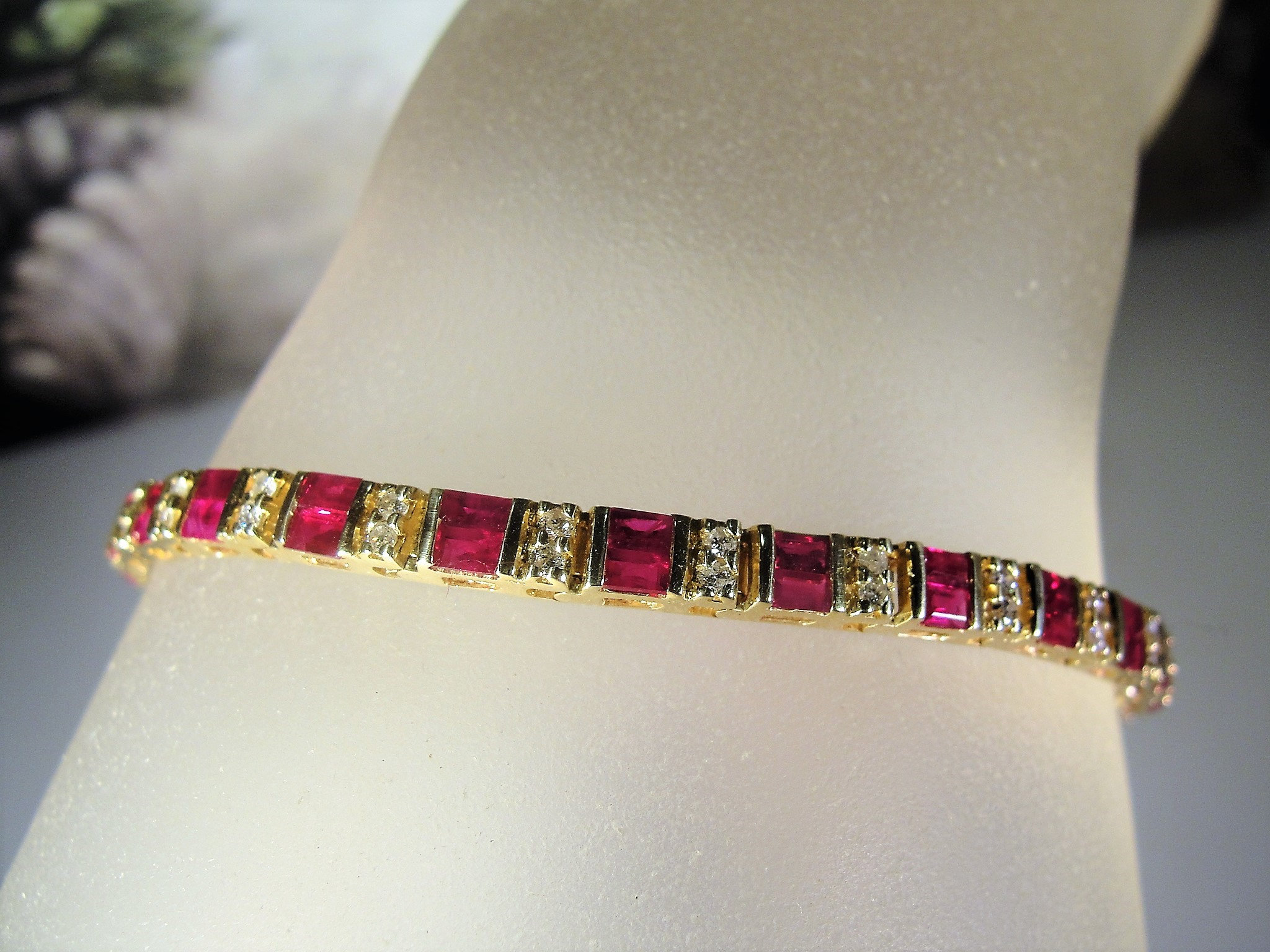 14k Ruby And Diamond Bracelet Ruby Tennis Bracelet Diamond Tennis