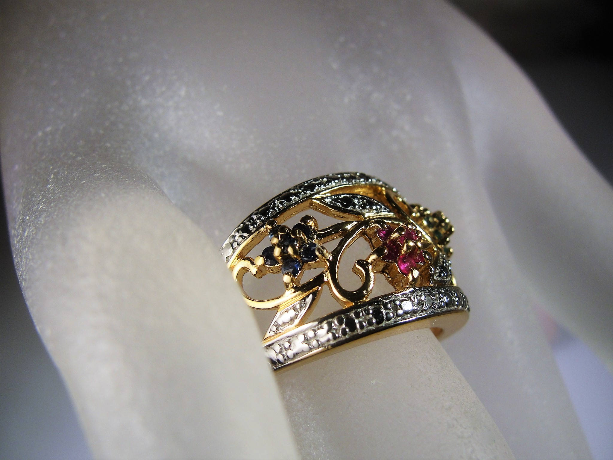 Ross Simons Cigar Ring, Blue Sapphire Red Ruby Green Emerald Cigar Ring ...