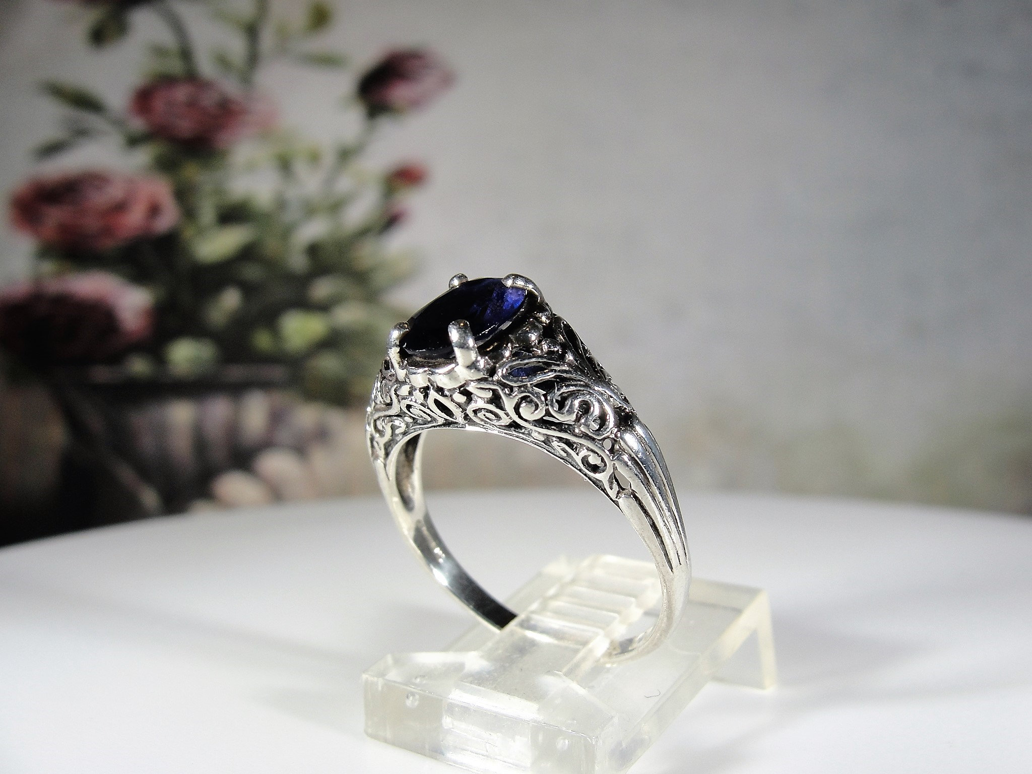 Iolite Ring, Edwardian Sterling Silver Iolite Ring, Bluish Purple Ring ...