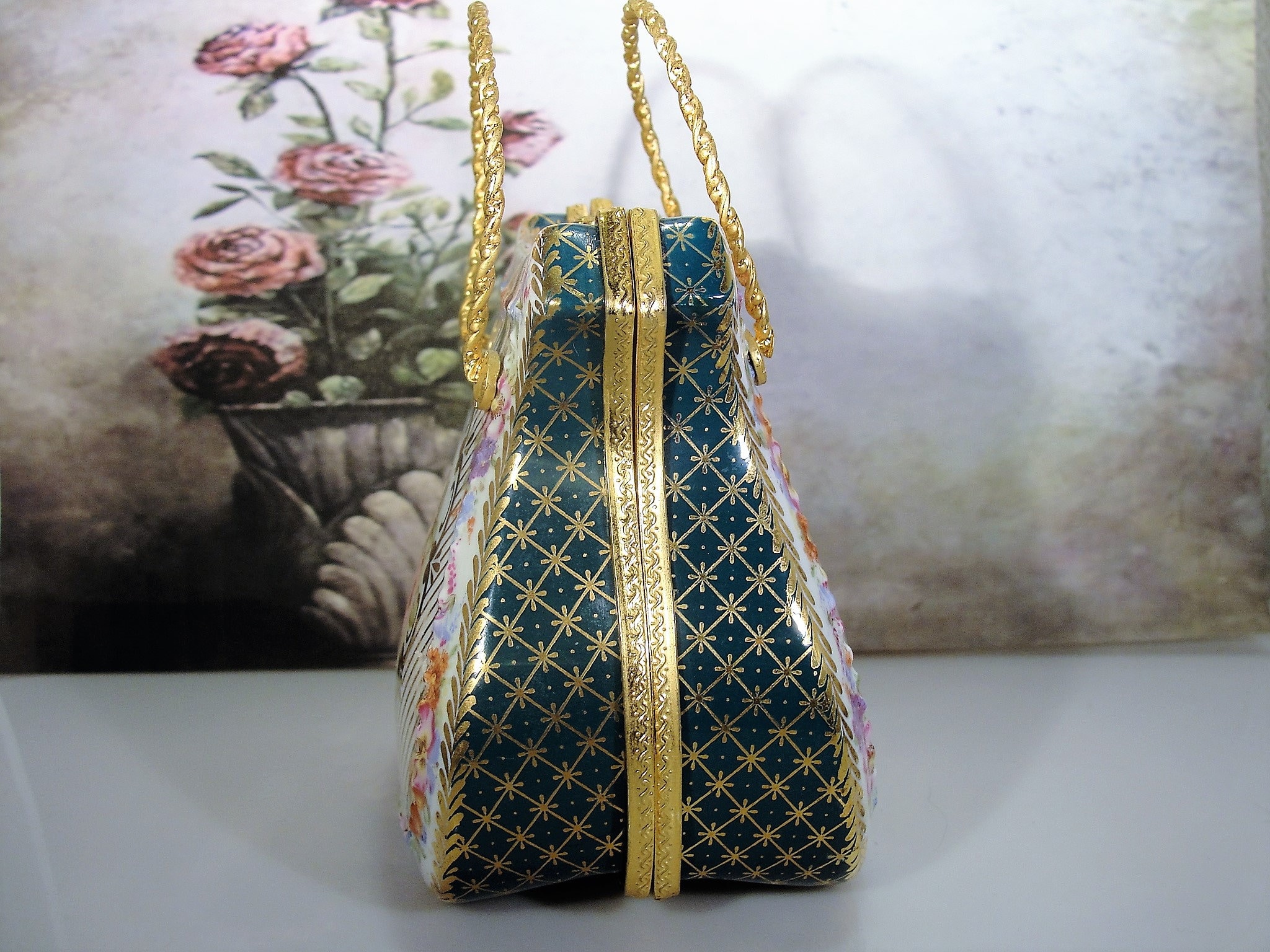 GANZ Porcelain Purse, Purse Trinket Box, Purse Pill Box, Porcelain ...