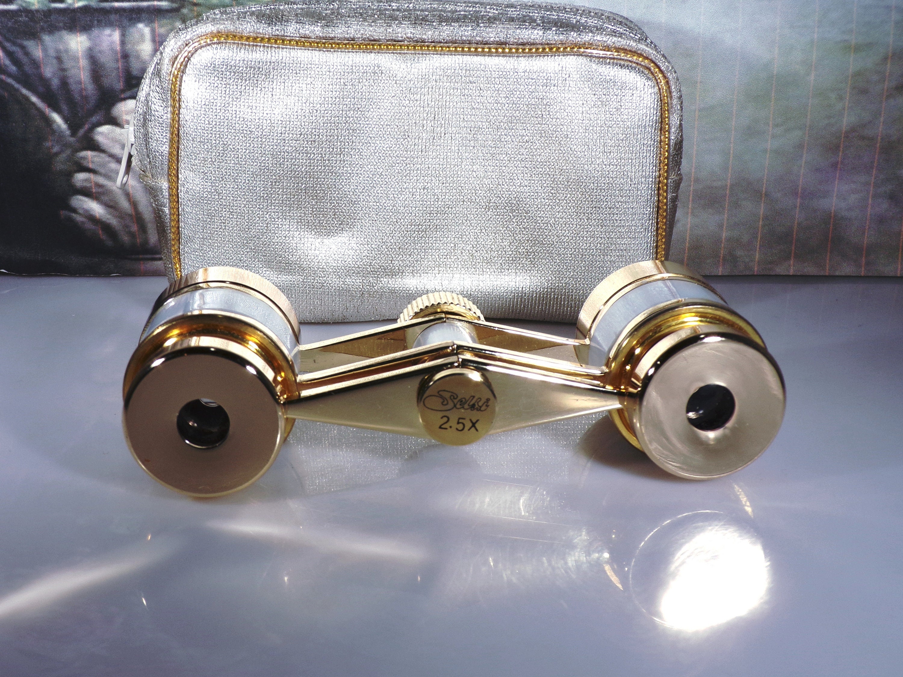 SELSI Opera Glasses, Mini Mother of Pearl Opera Glasses with Gold Tone ...