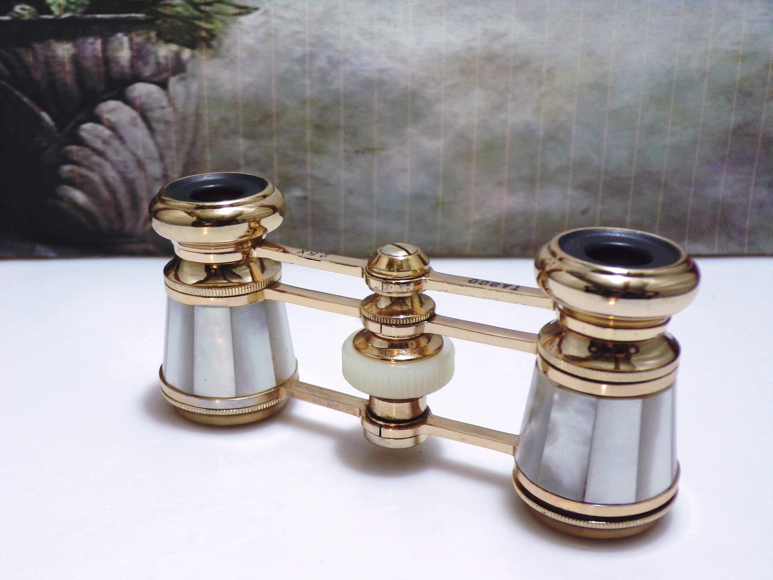 TASCO Miniature Mother of Pearl Opera Glasses & Black Genuine Leather ...