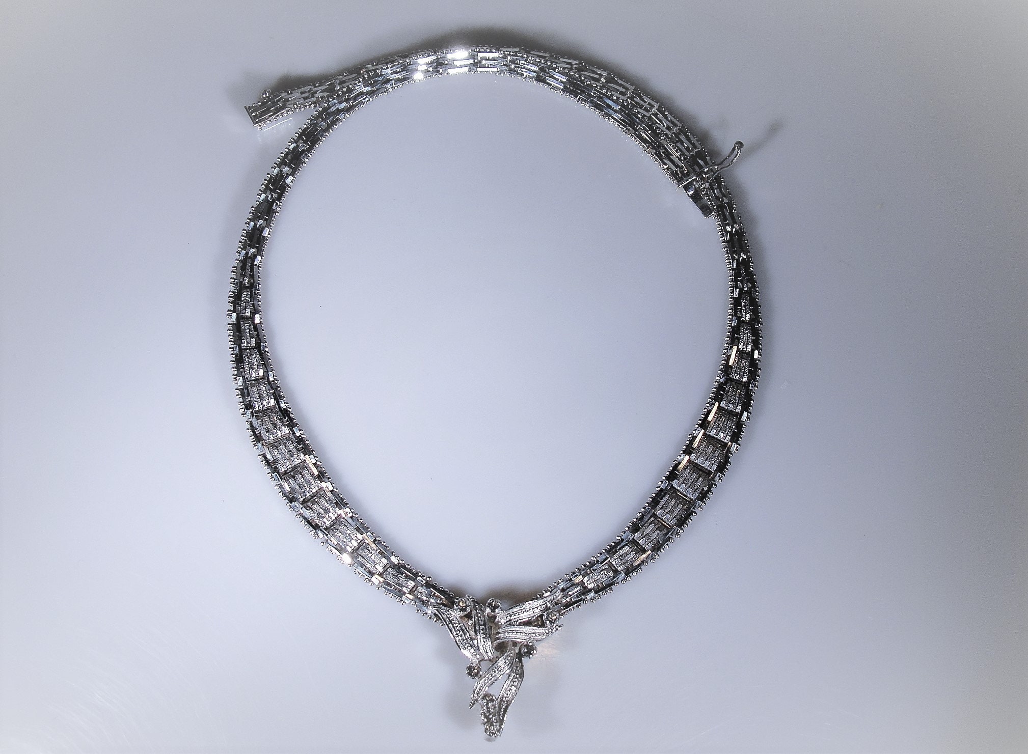 Italian Necklace, Vintage Italian Riccio Chevron Sterling Silver ...