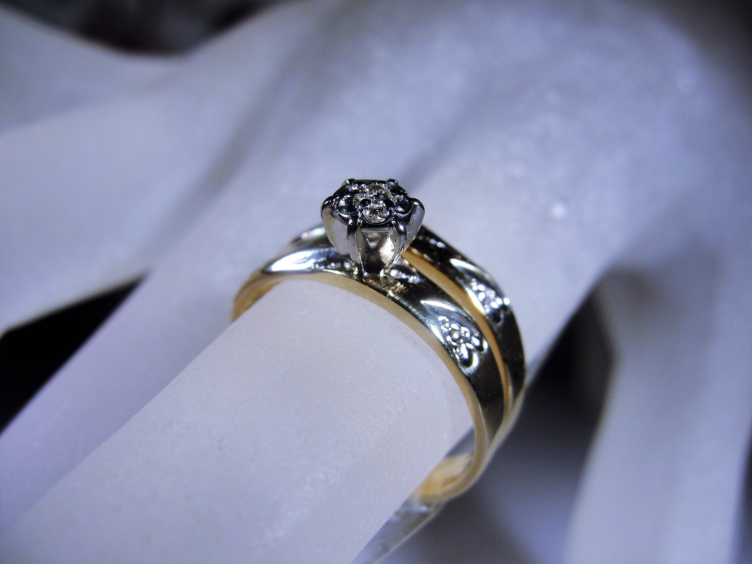 Bridal Ring Set, LOVE STORY 10K Heart Design Rings, Diamond Engagement ...