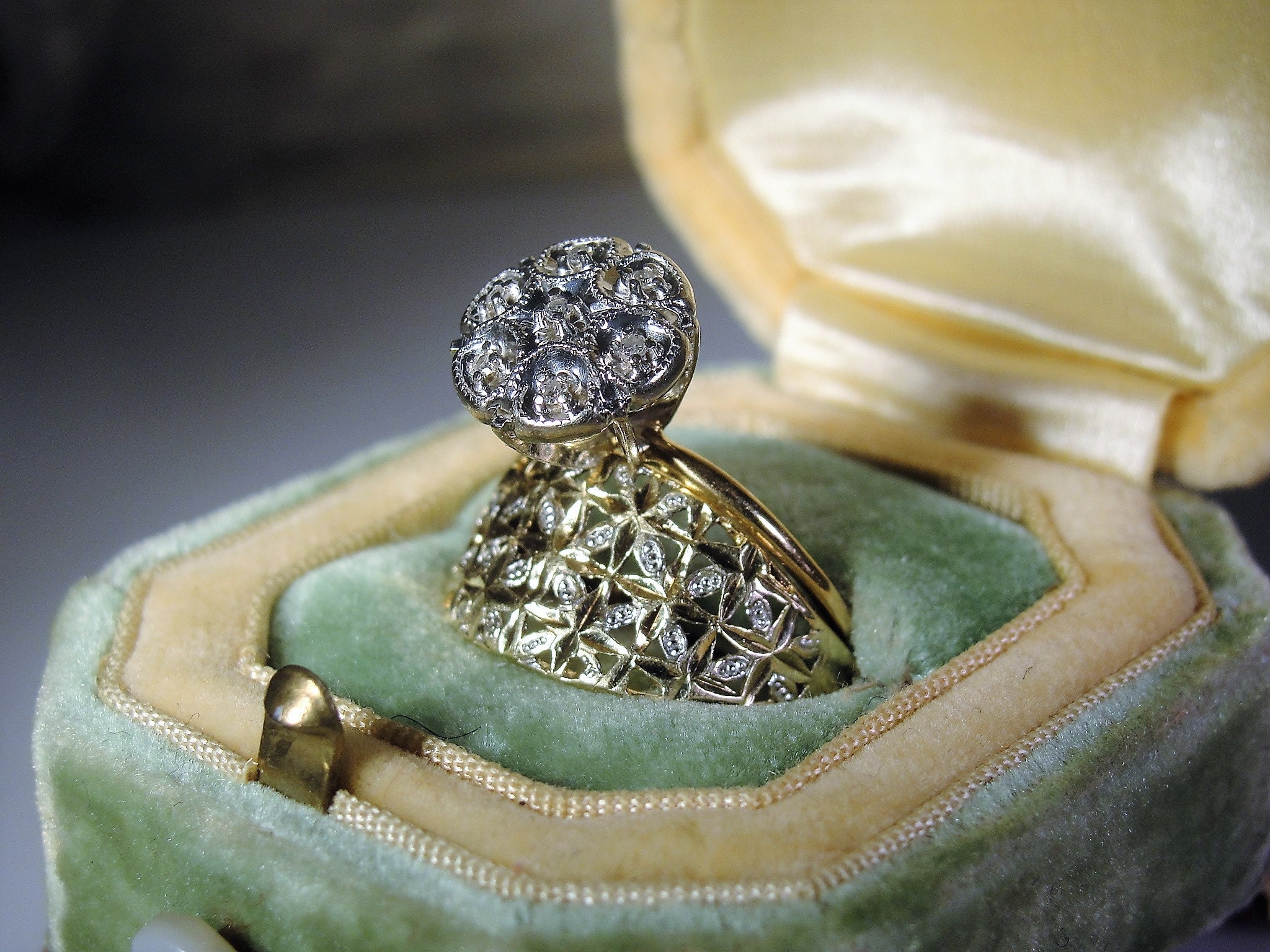 Reserved for Tatum 1st Payment: Art Deco 10K Bridal Ring Set, Diamond ...