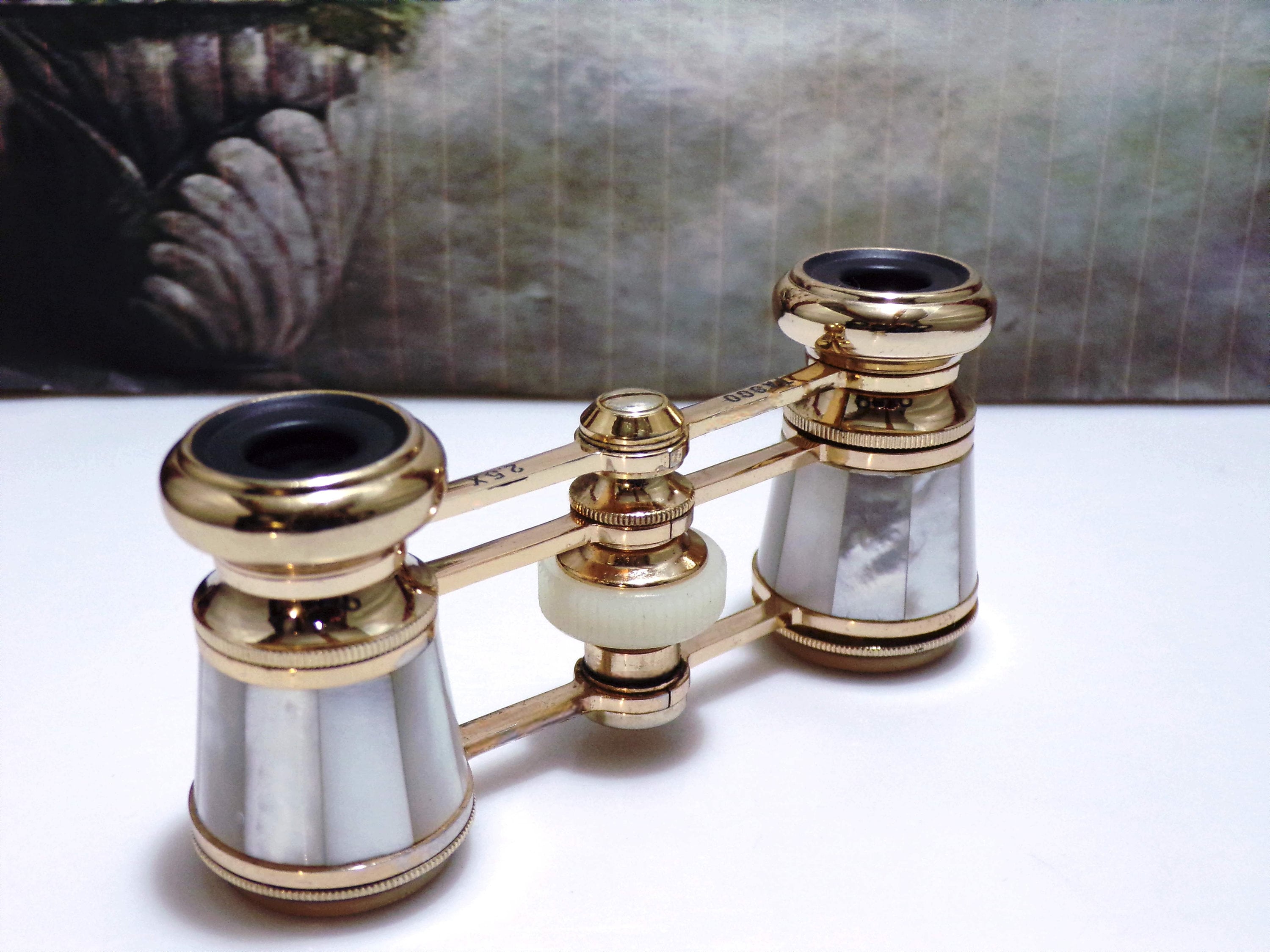 TASCO Miniature Mother of Pearl Opera Glasses & Black Genuine Leather ...